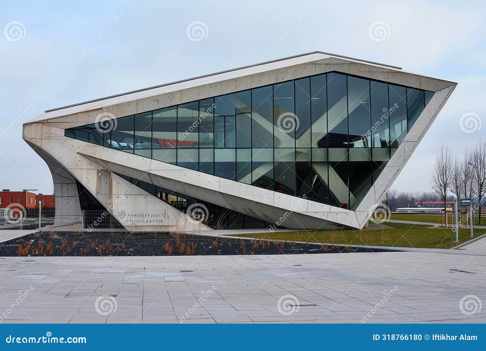 Large Office Building Featuring a Striking Triangular Design on Its ...