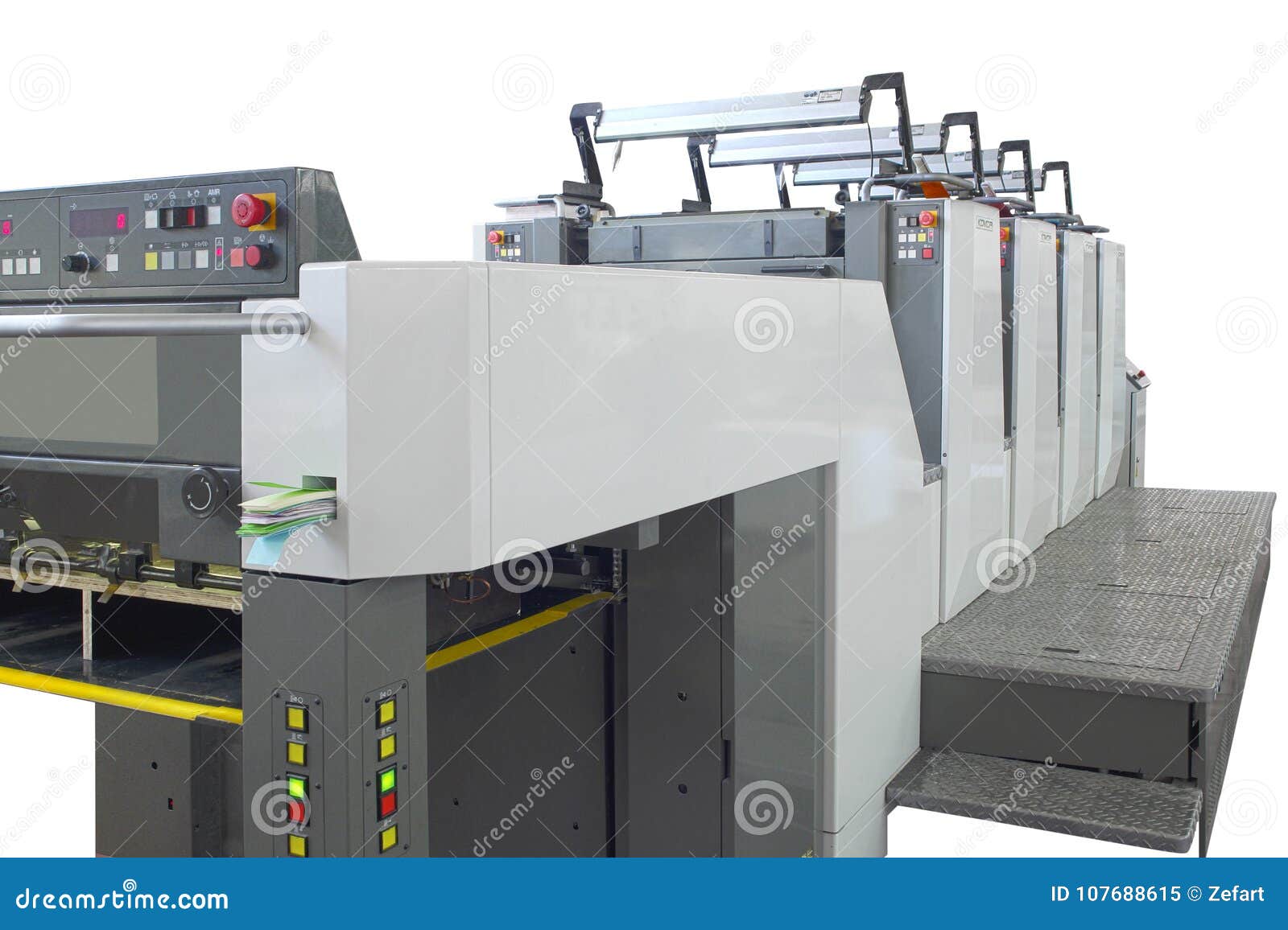 Large Offset Printing Machine Isolated on White Stock Image - Image of ...