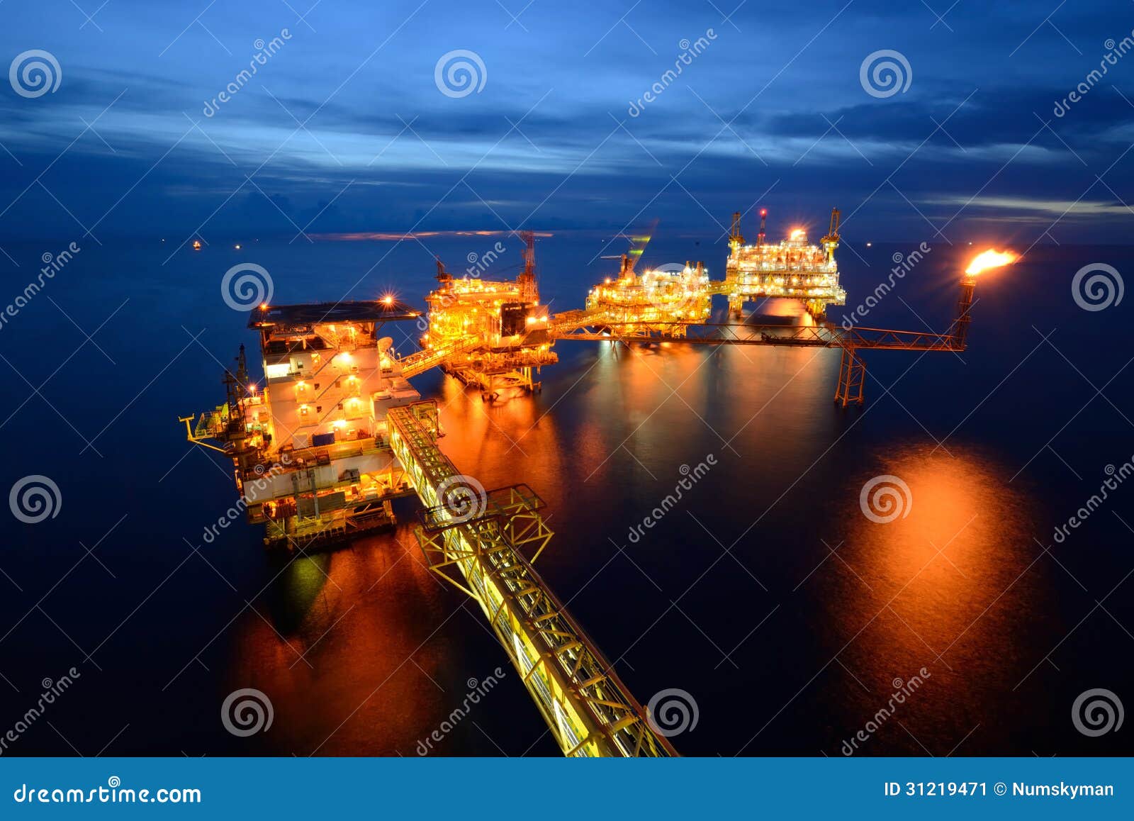 Oil Platforms At Night