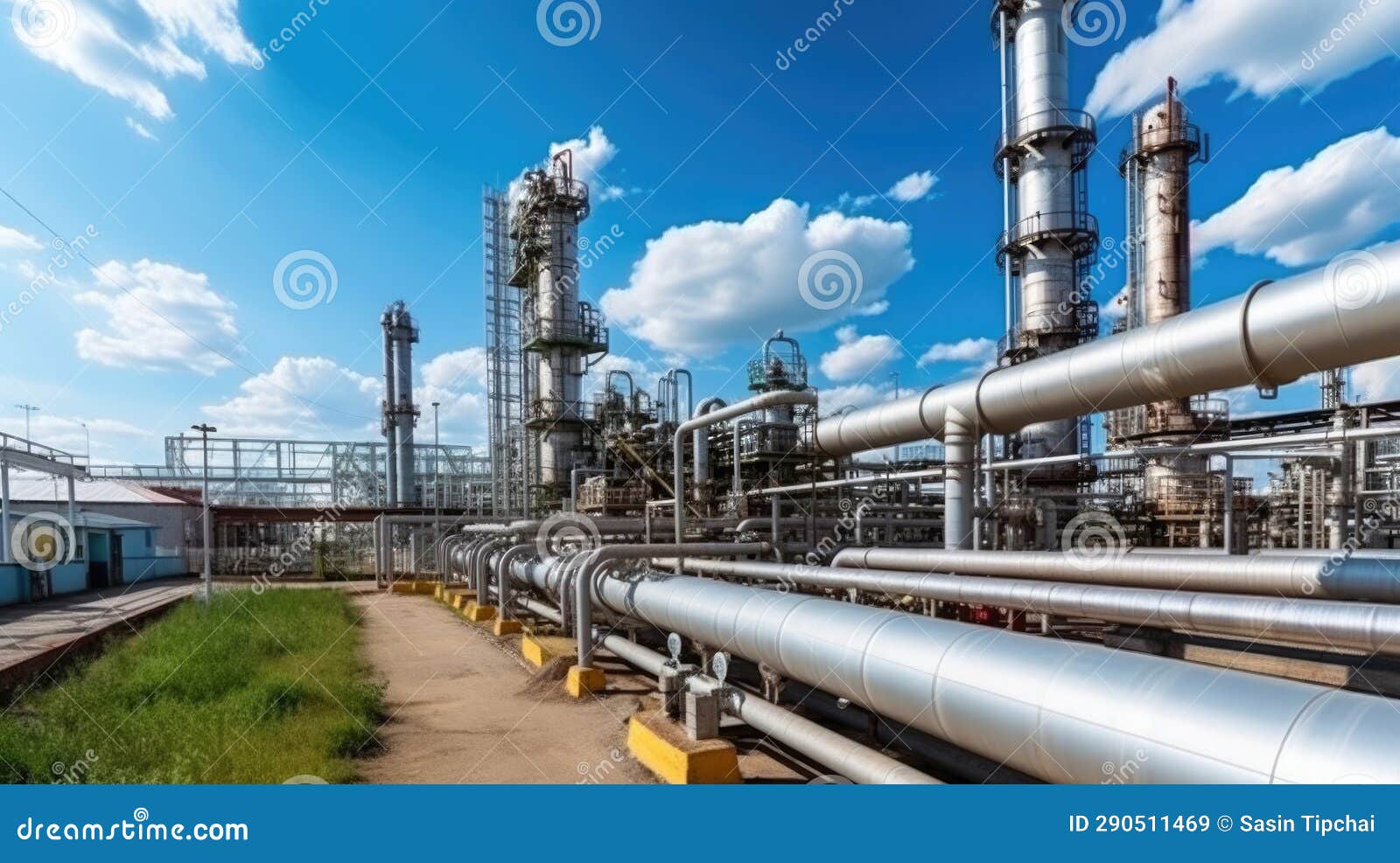 Large Oil Pipeline And Gas Pipeline In The Process Of Oil Refining And ...