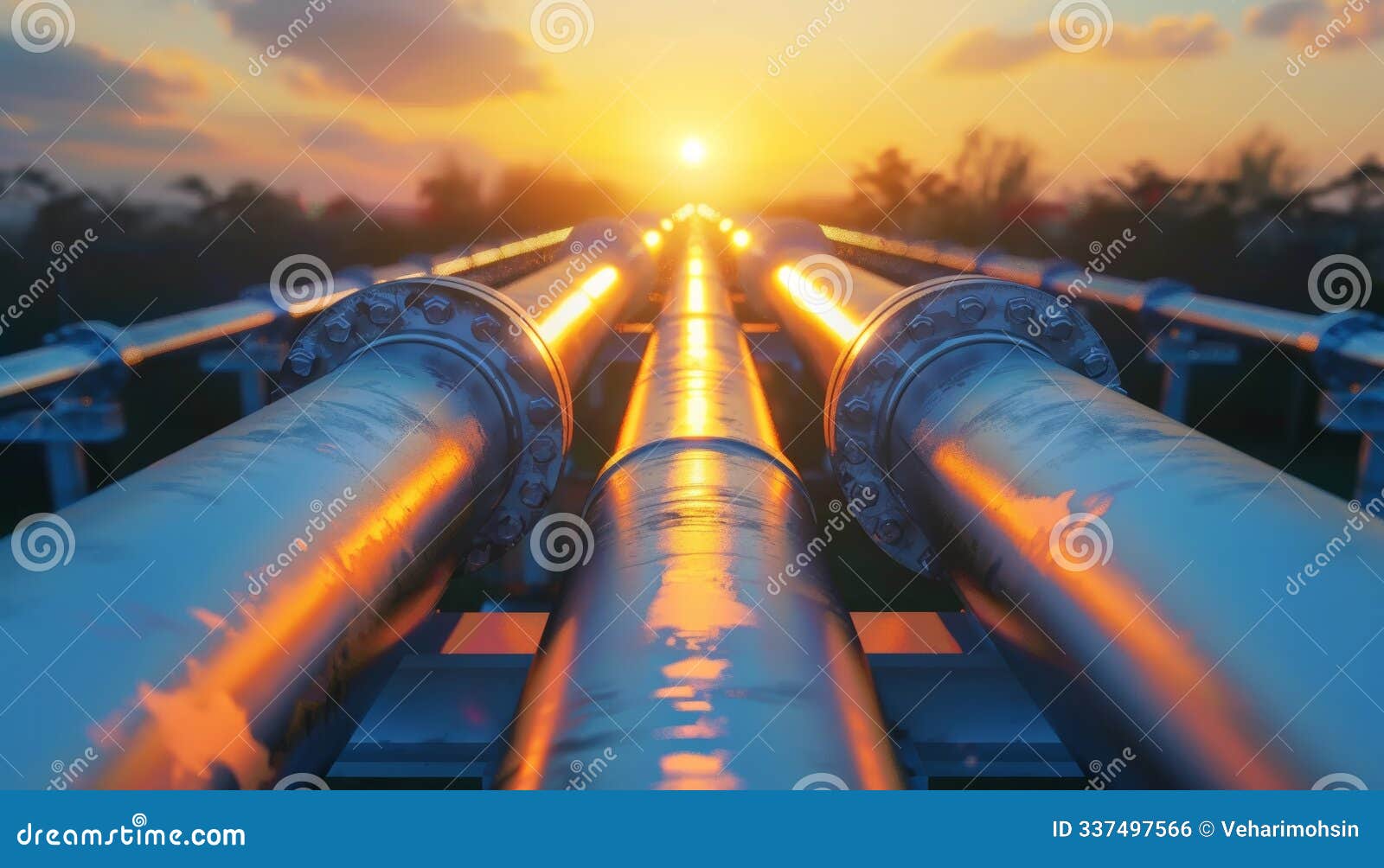 Large Oil Pipeline And Gas Pipeline In The Process Of Oil Refining And ...