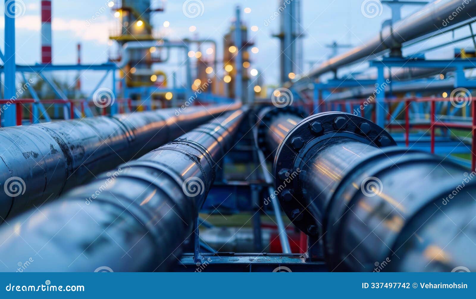 Large Oil Pipeline And Gas Pipeline In The Process Of Oil Refining And ...
