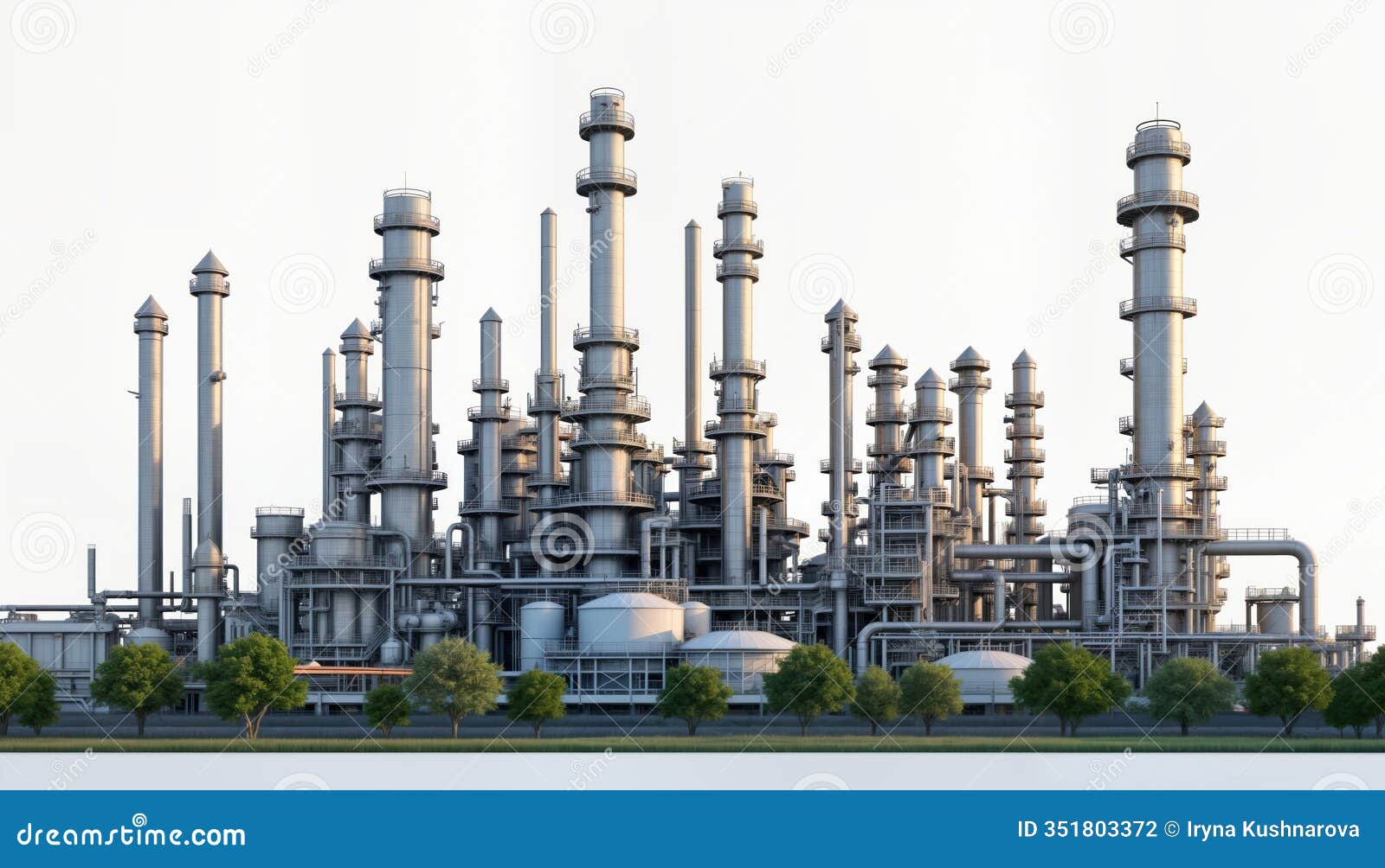 Large Oil Refinery Complex Stands on Isolated Background. Metal Structures, Processing Units ...