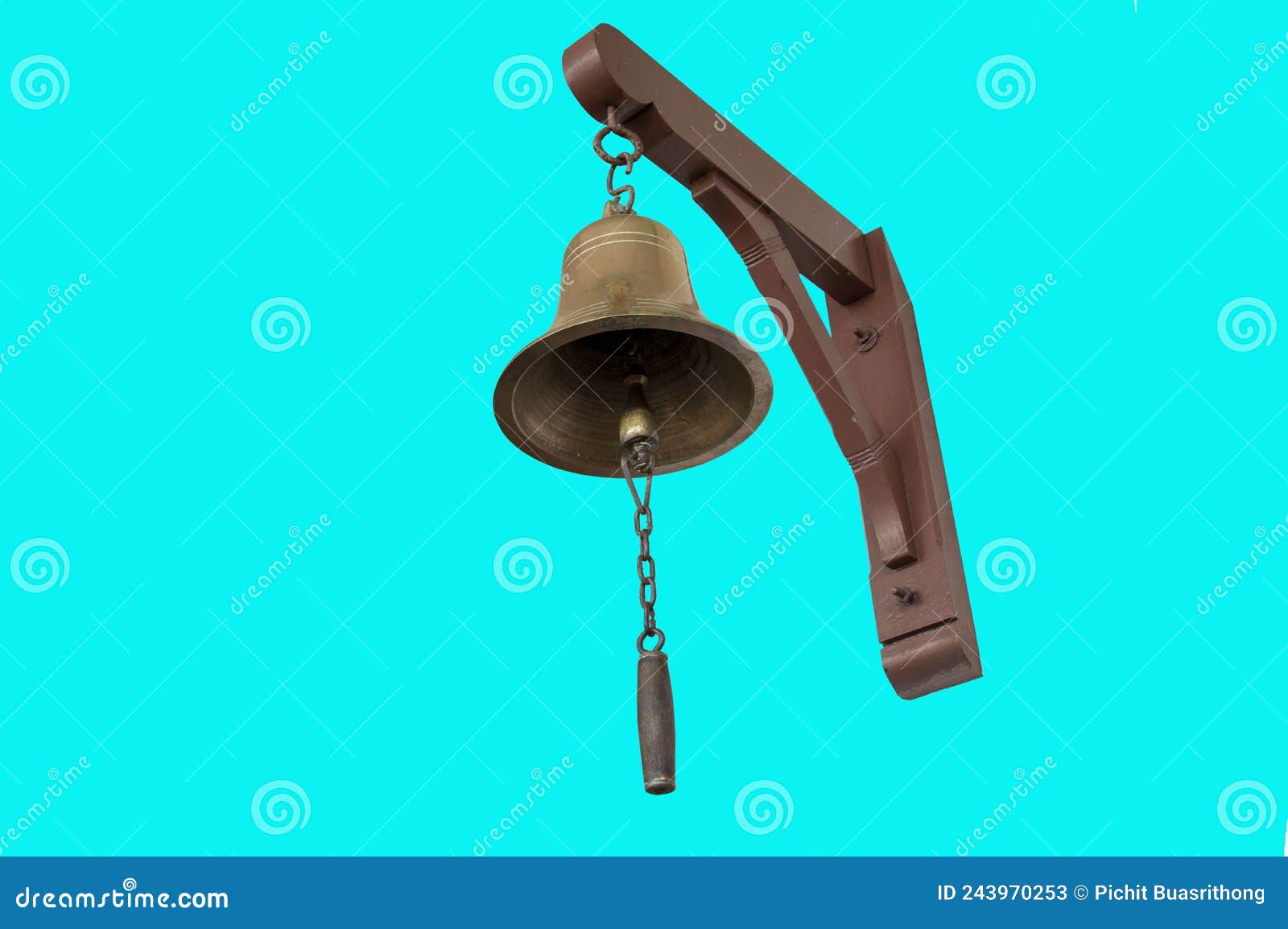 A Large Old Bell Hangs on a Stick Stock Image - Image of design ...