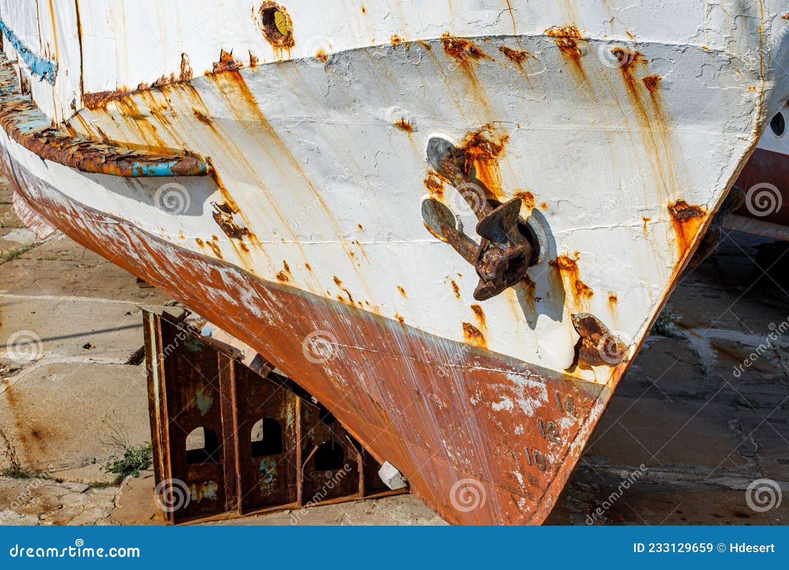 Large Old Iron Rusting Ship in Dry Dock Stock Image - Image of port ...