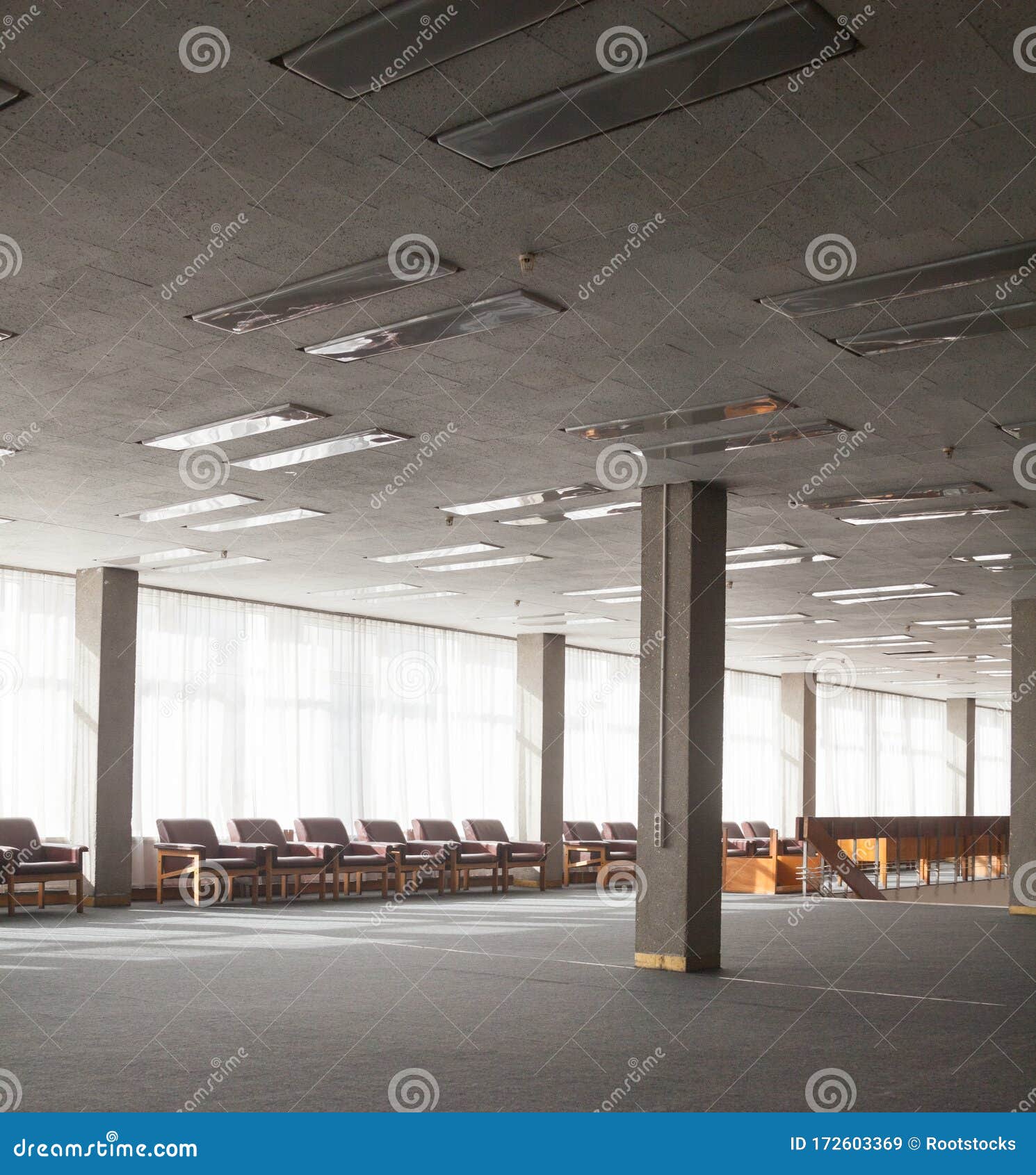 Large Old Lounge. Retro Style Interior Stock Image - Image of blind ...