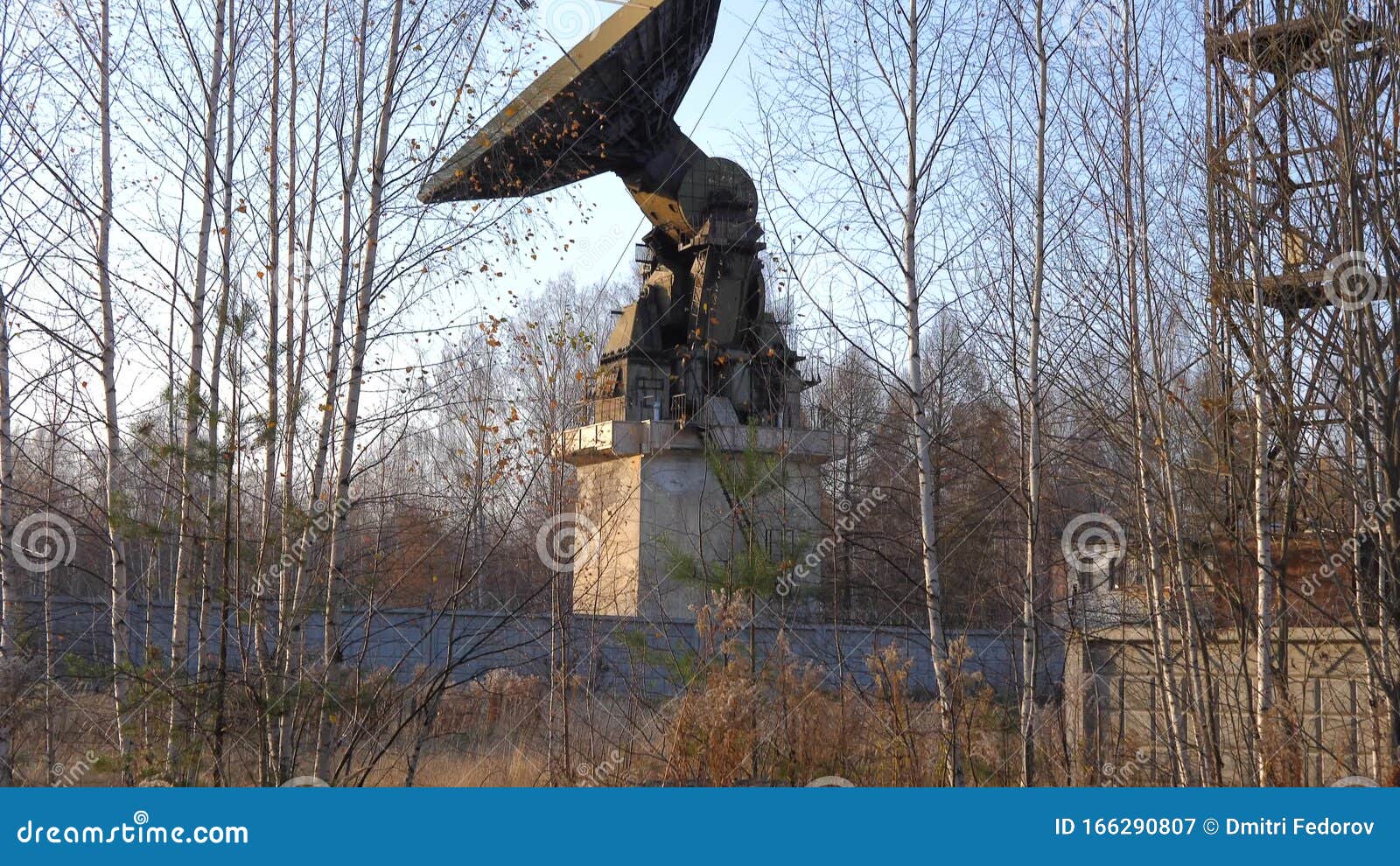 A Large Old Radar at an Old Base in the Middle of the Forest Stock ...