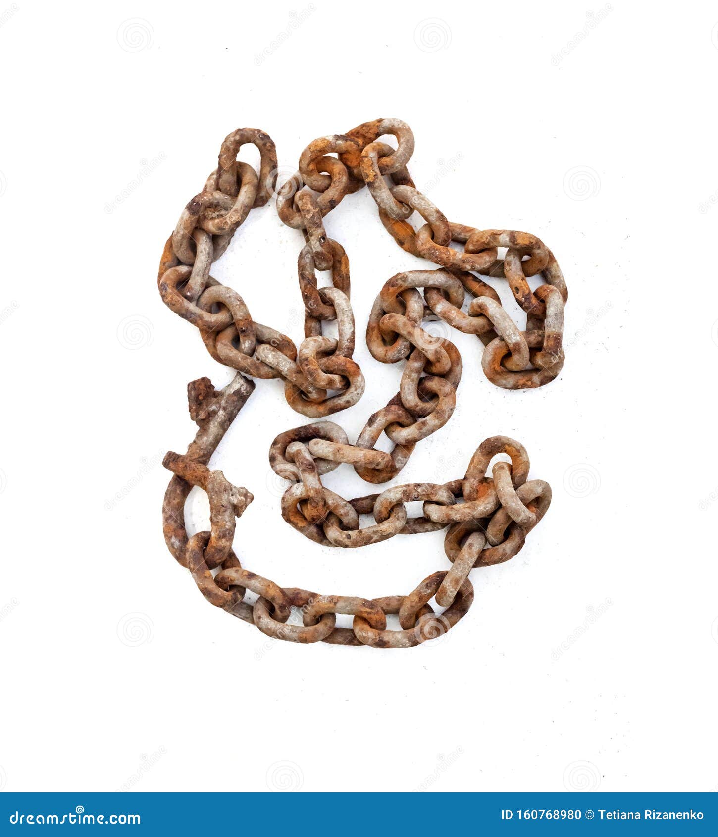 Old Rusty Chain on White Background Stock Photo - Image of antique ...