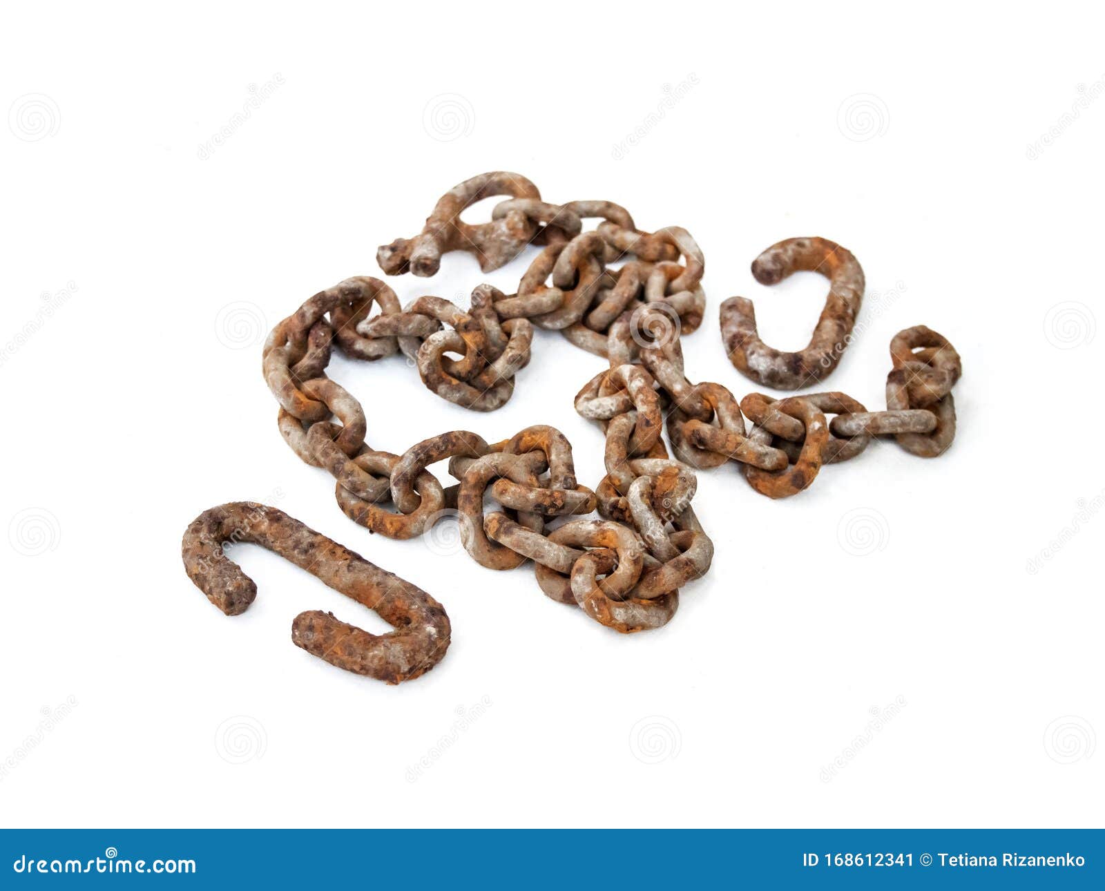Large Old Rusty Chain on White Stock Image - Image of orange, antique ...