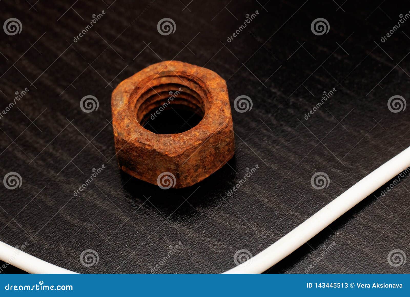 Large Old Rusty Nut Close Up on Black Background Stock Image - Image of ...