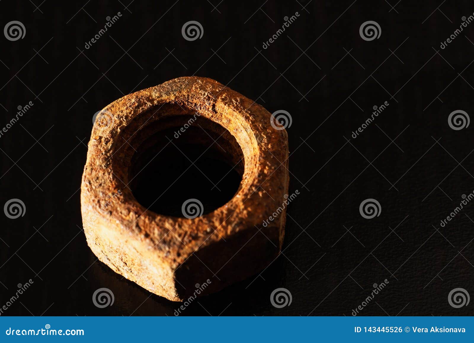 Large Old Rusty Nut Close Up on Black Background Stock Photo - Image of ...