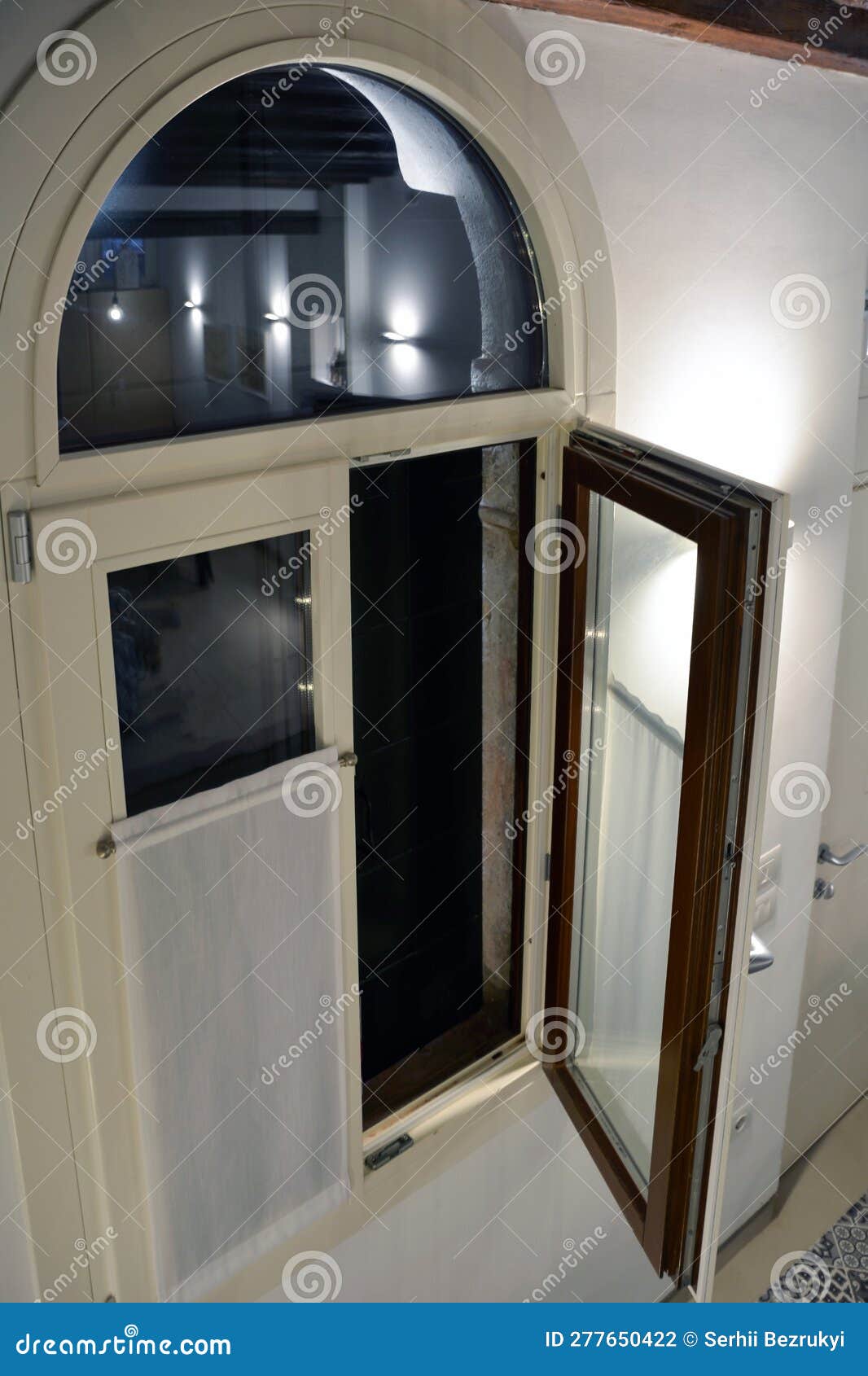 A Large Open Arched Window. View from the Middle. it S Dark Outside ...