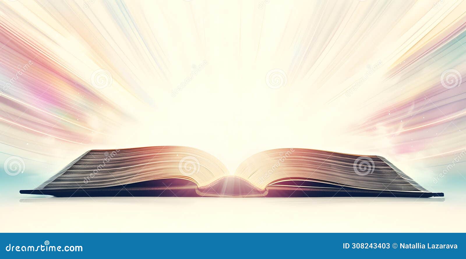 Large Open Book with Rays Emanating from Center of Book in Delicate ...