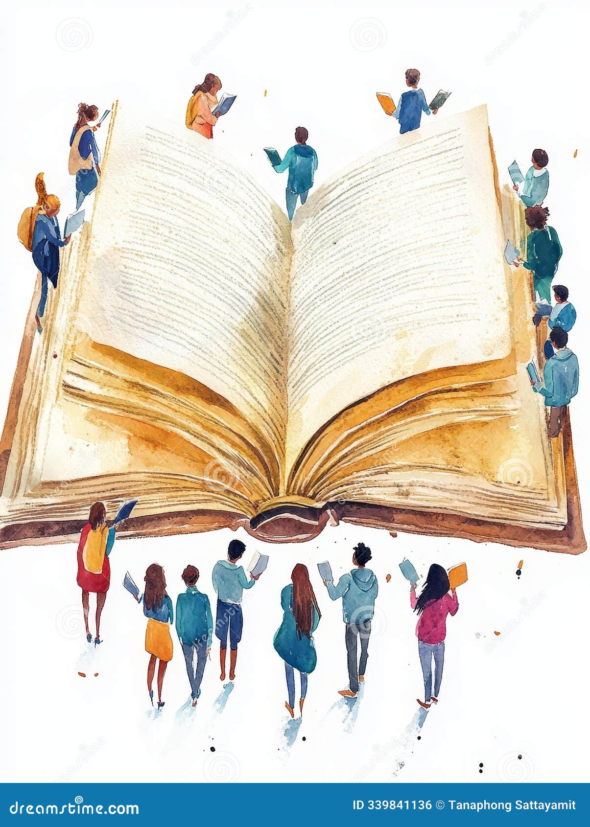 A Large Open Book Symbolizes the Vastness of Knowledge Surrounded by a ...