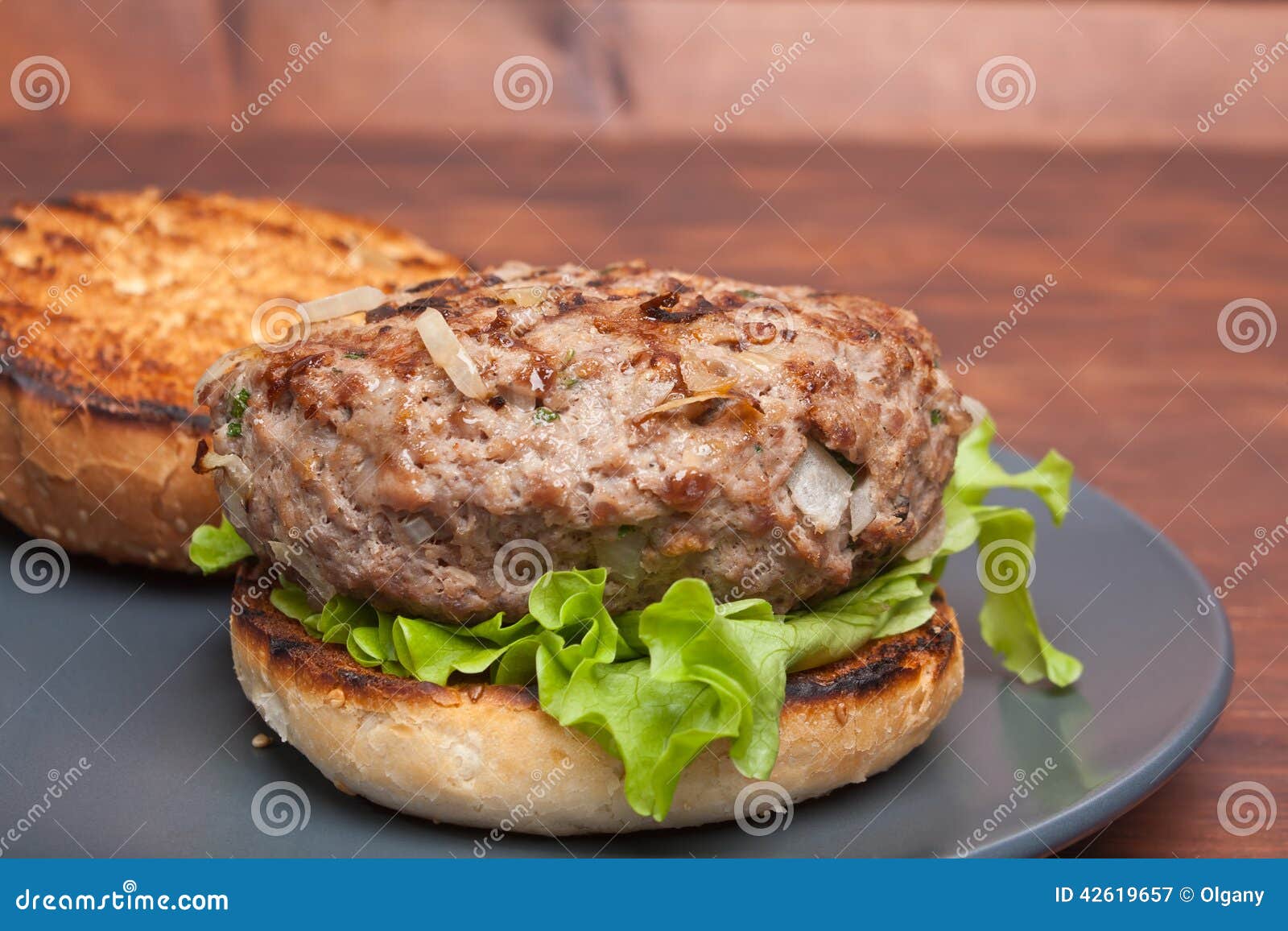 Large Open Burger Close up stock image. Image of cheeseburger - 42619657