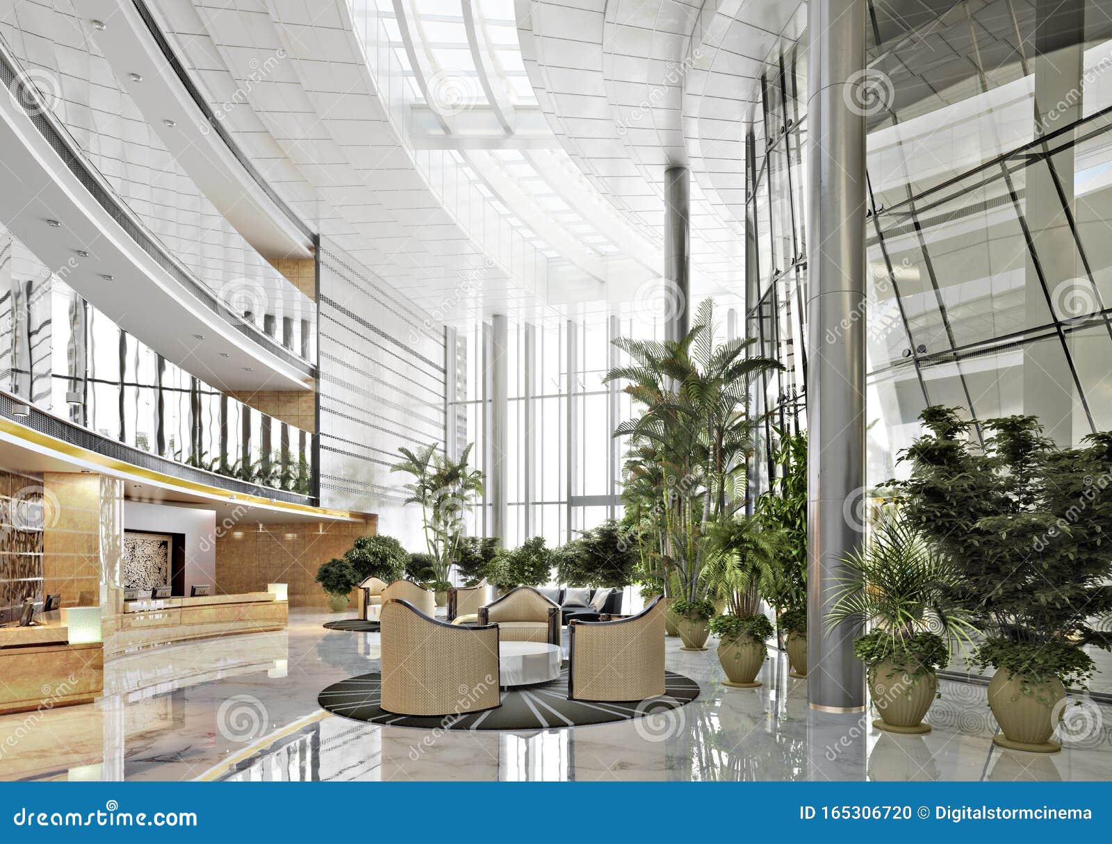 Large Open Concept Contemporary Atrium Style Resort Lobby Interior ... Large Open Concept Contemporary Atrium Style Resort Lobby Interior ...