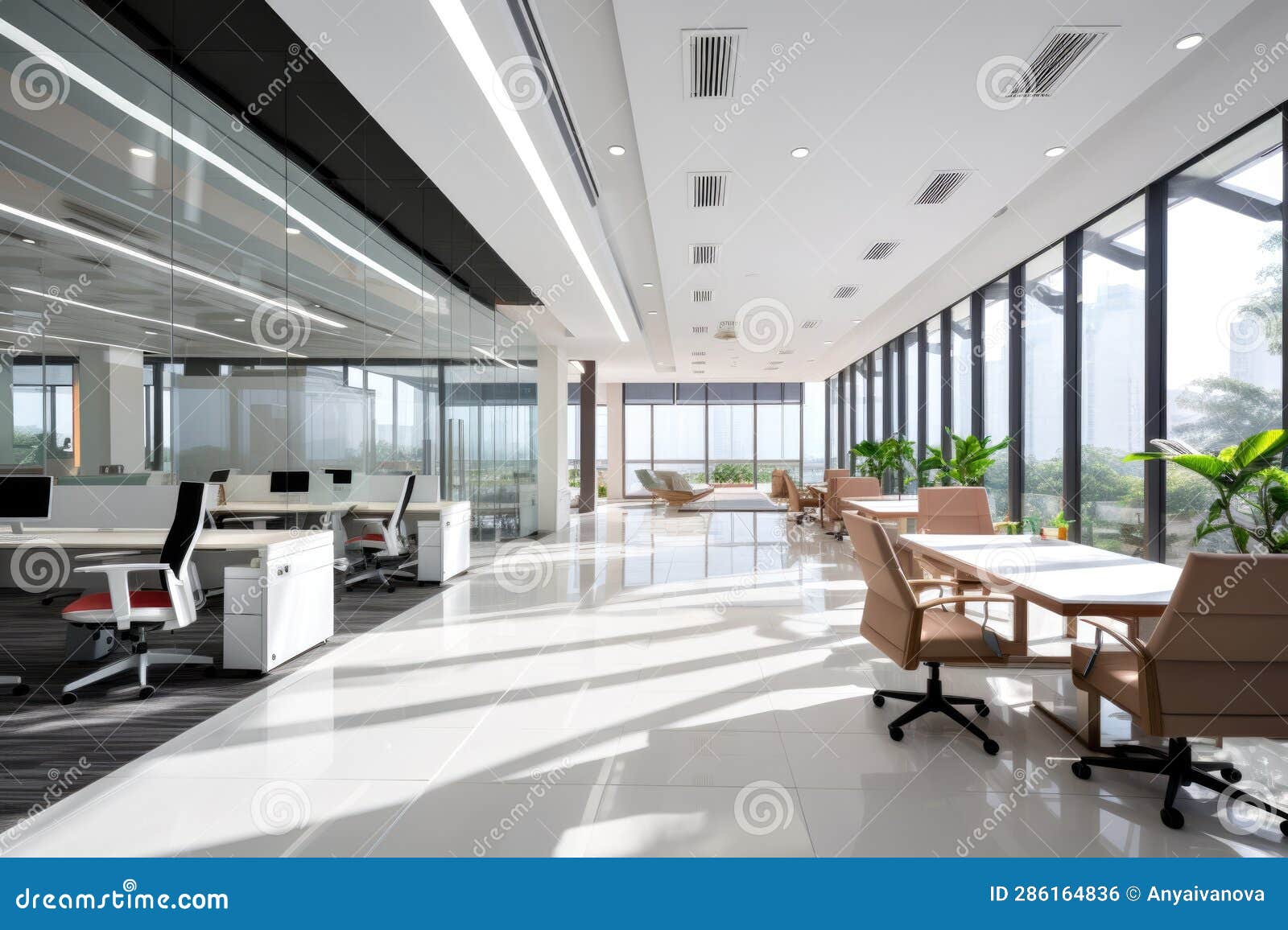 A Large Open Office with a Lot of Windows. Stock Photo - Image of place ...