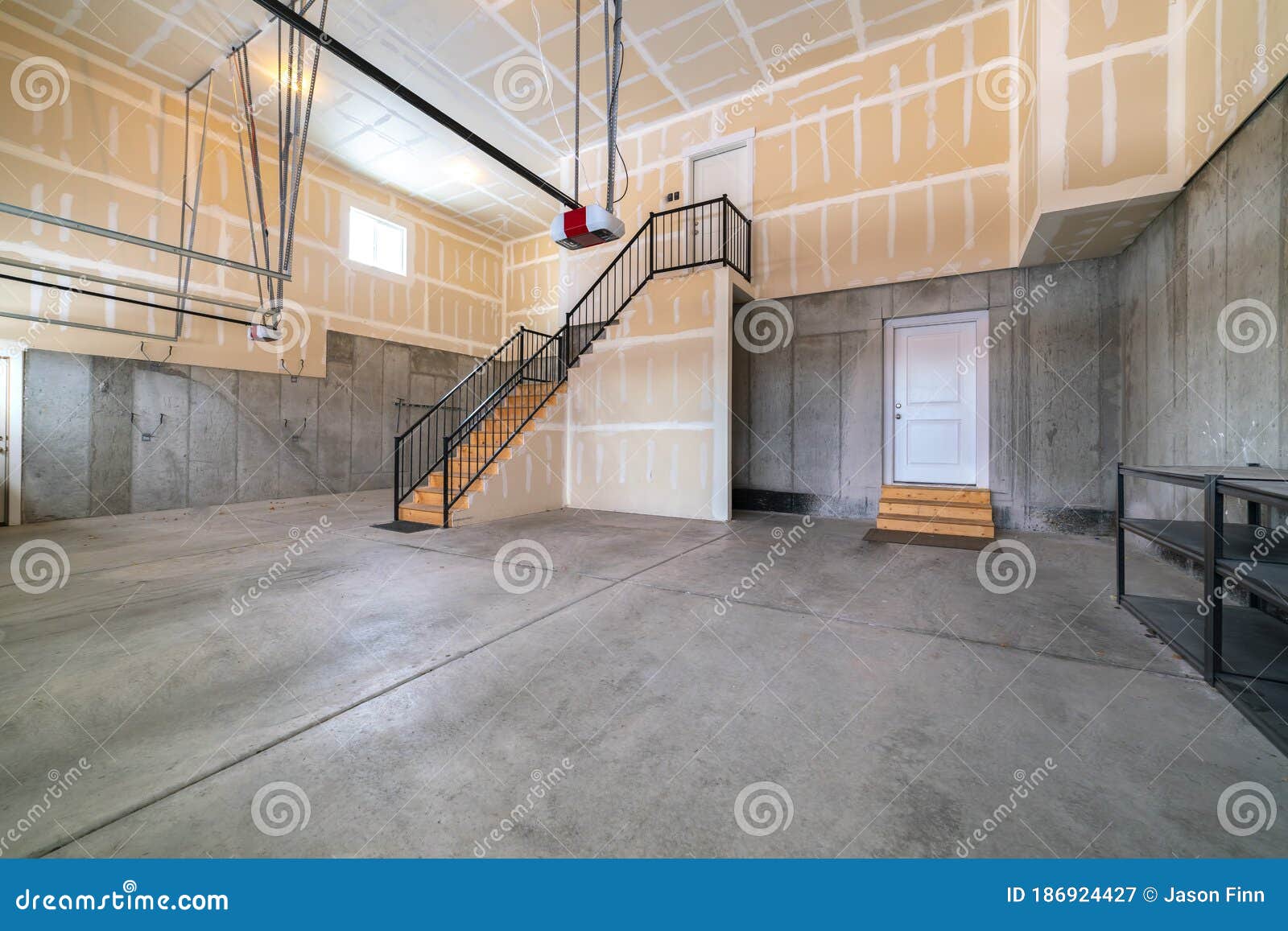 Large Open Plan Concrete Basement Interior Garage Stock Image - Image ...