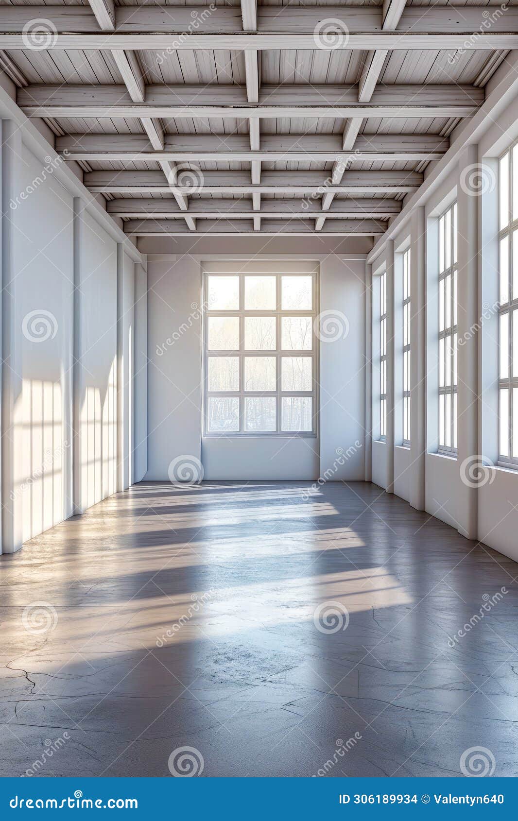 Large Open Room with Many Windows and Skylights. Generative AI Stock ...