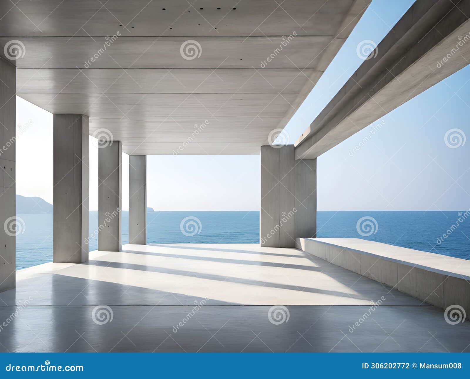 A Large Open Space with a View of the Ocean Stock Illustration ...