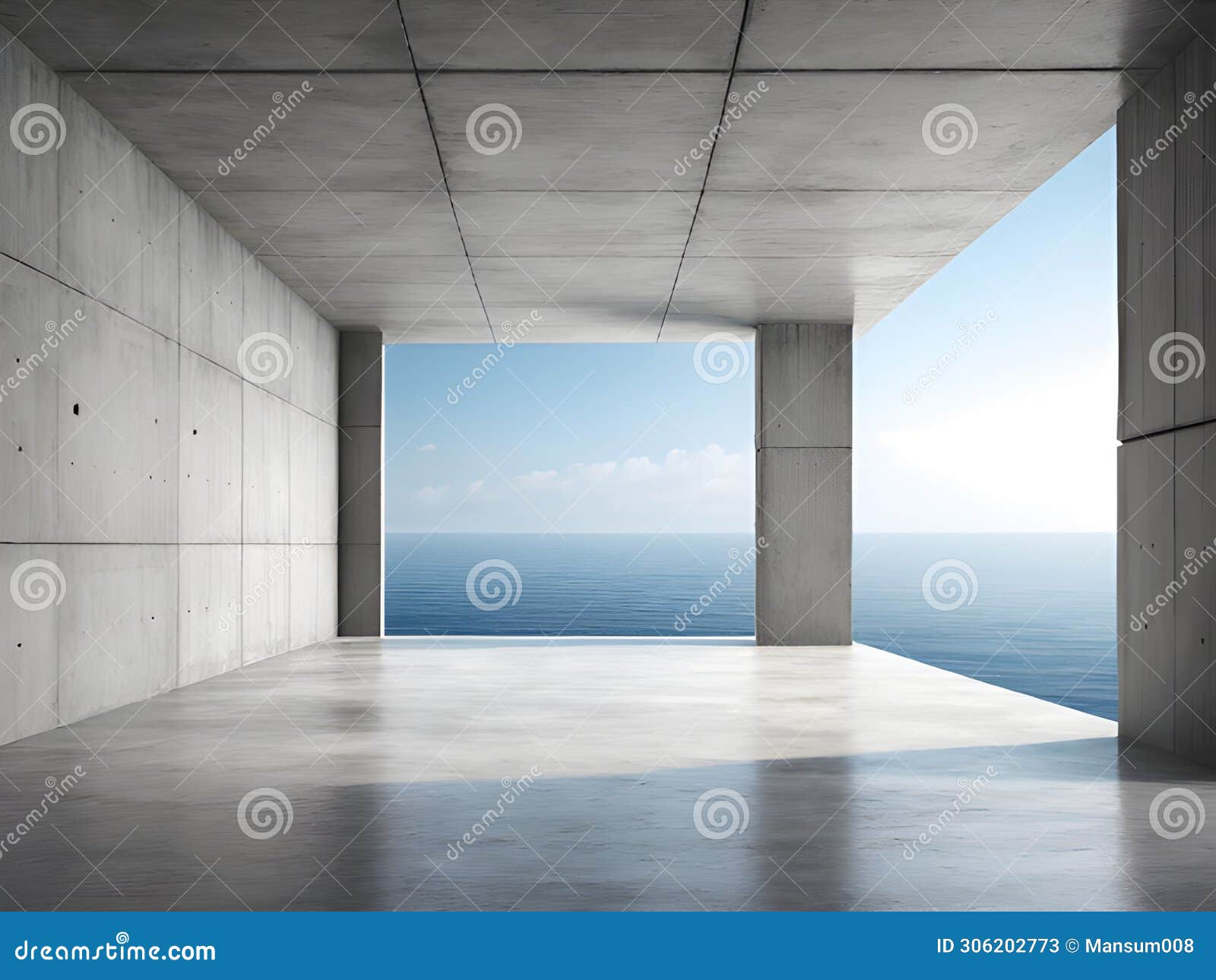 A Large Open Space with a View of the Ocean Stock Illustration ...