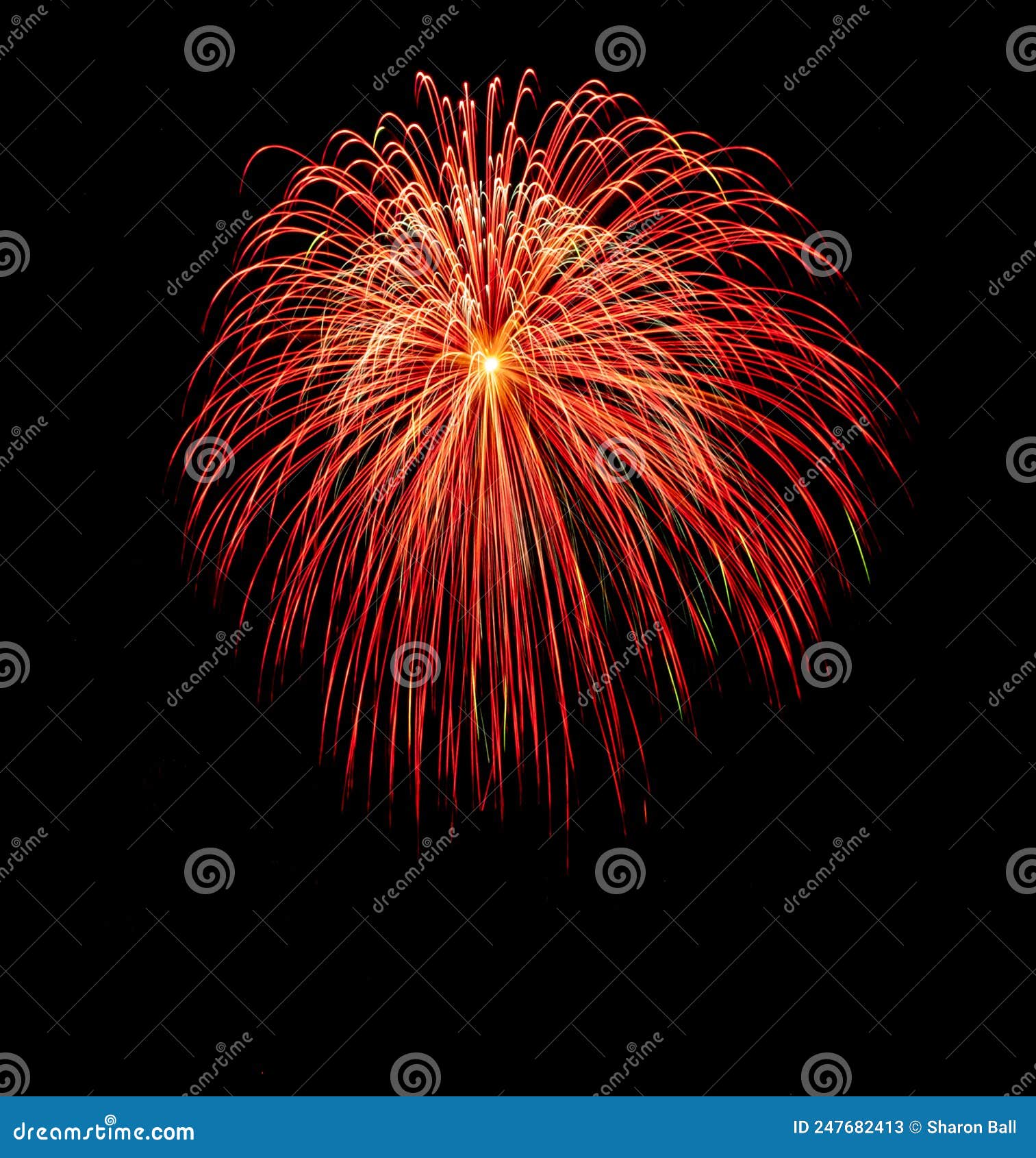 Large Orange Bursting Firework with Yellow Center Stock Image - Image ...