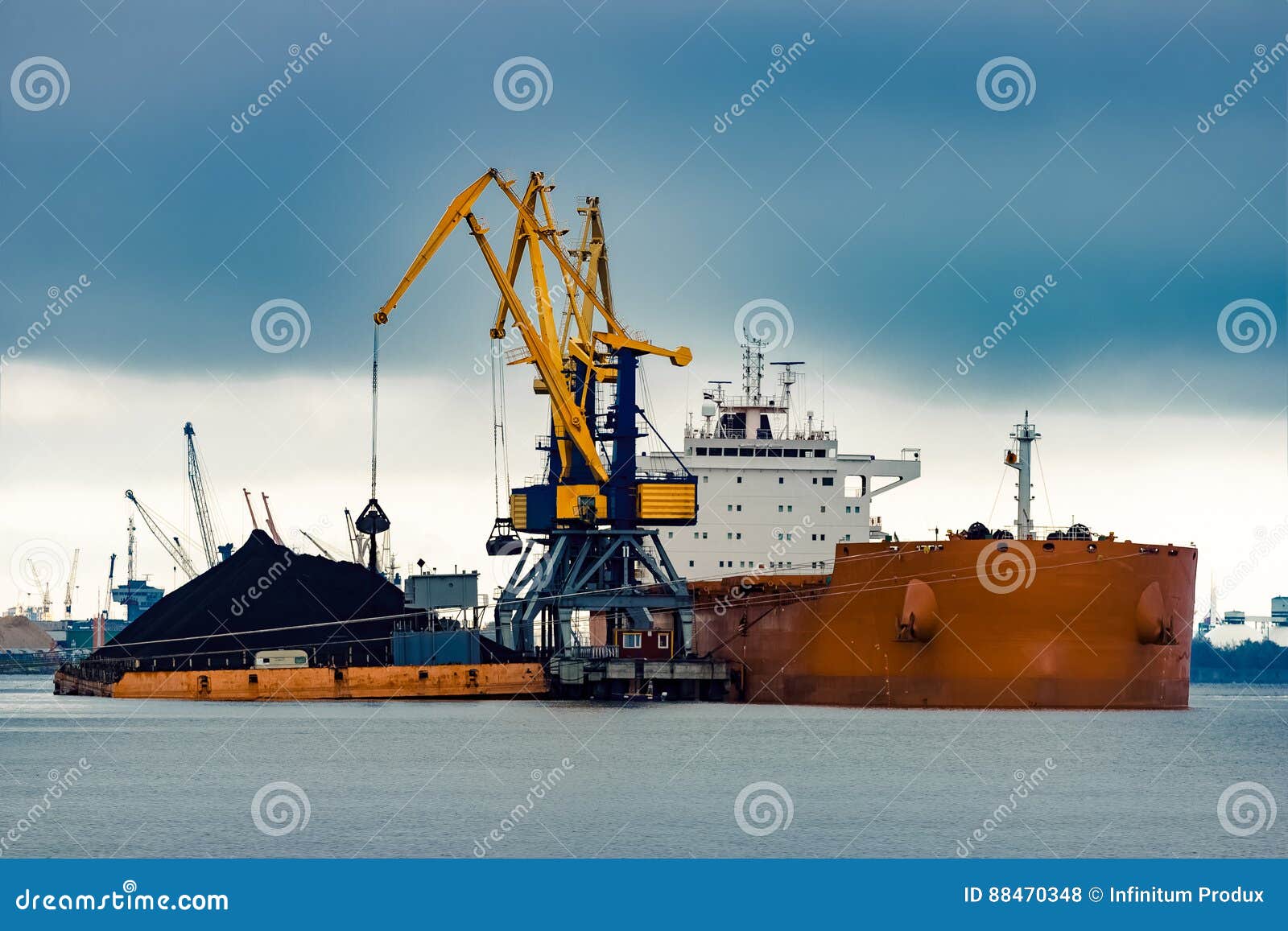 Large orange cargo ship stock photo. Image of europe - 88470348