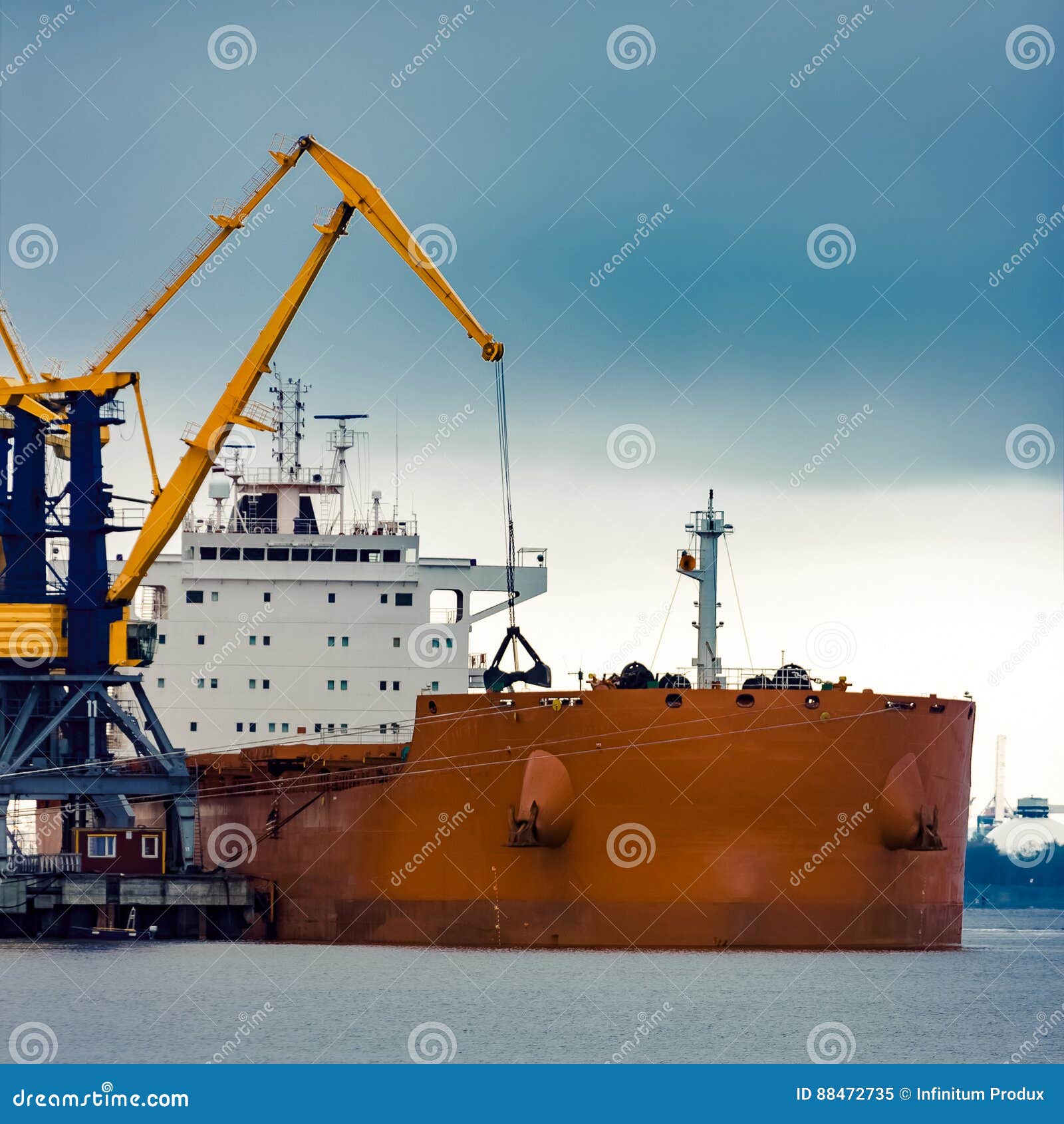 Large orange cargo ship stock image. Image of bulk, nautical - 88472735