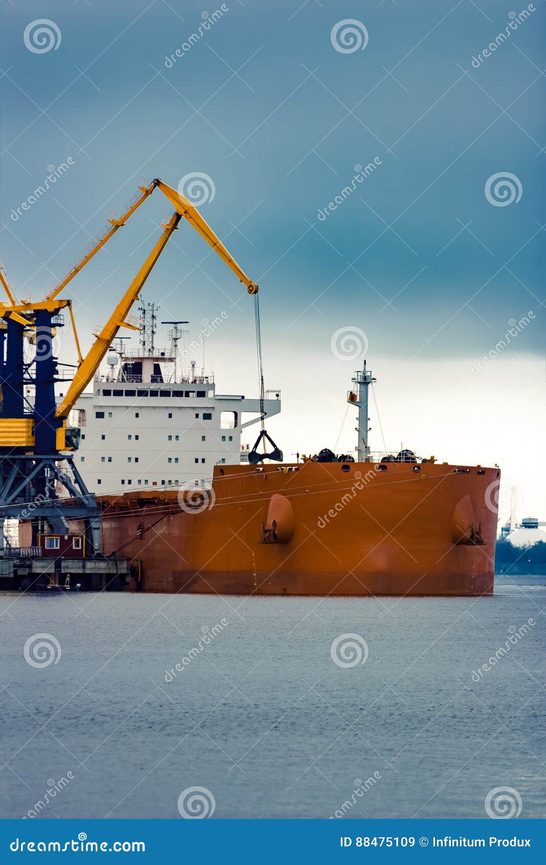 Large orange cargo ship stock image. Image of industry - 88475109