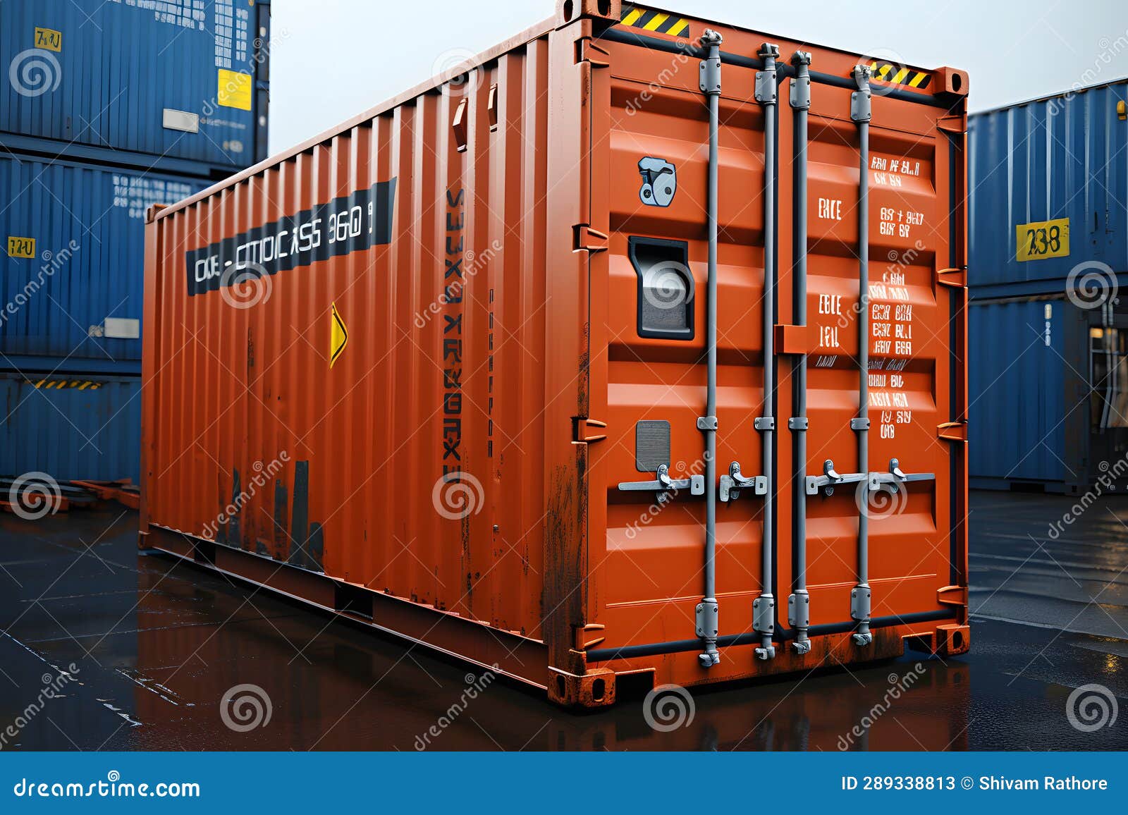 An Orange Container on a Wet Ground. AI Generated Stock Image - Image ...