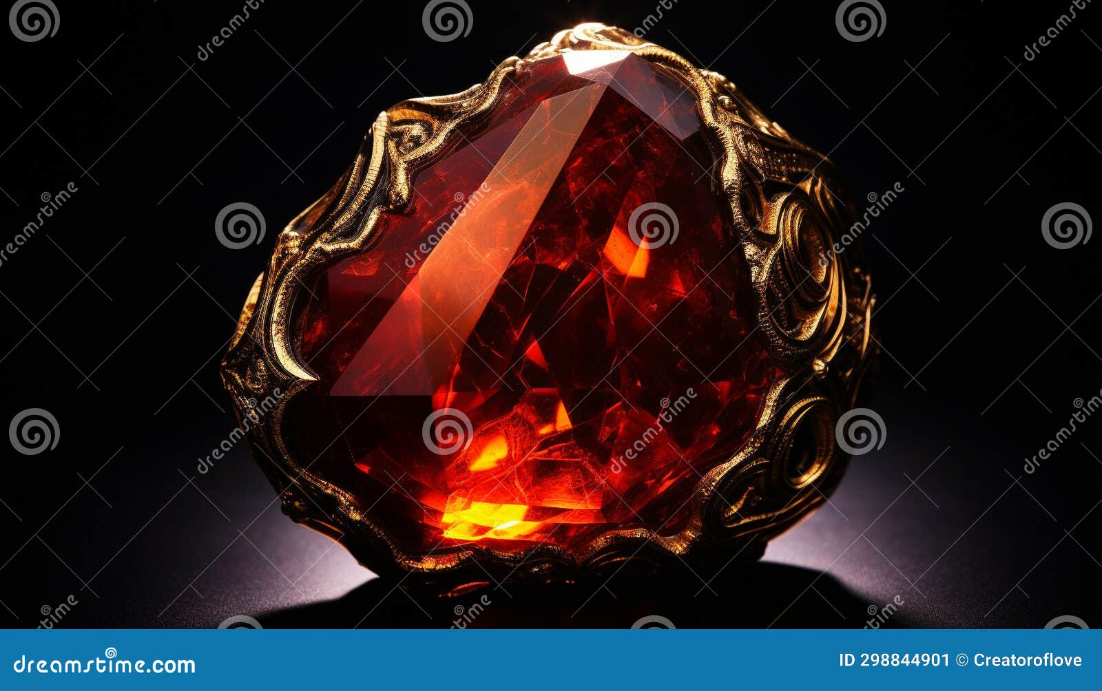 Large Orange Ruby Stone on Dark Background Stock Illustration ...