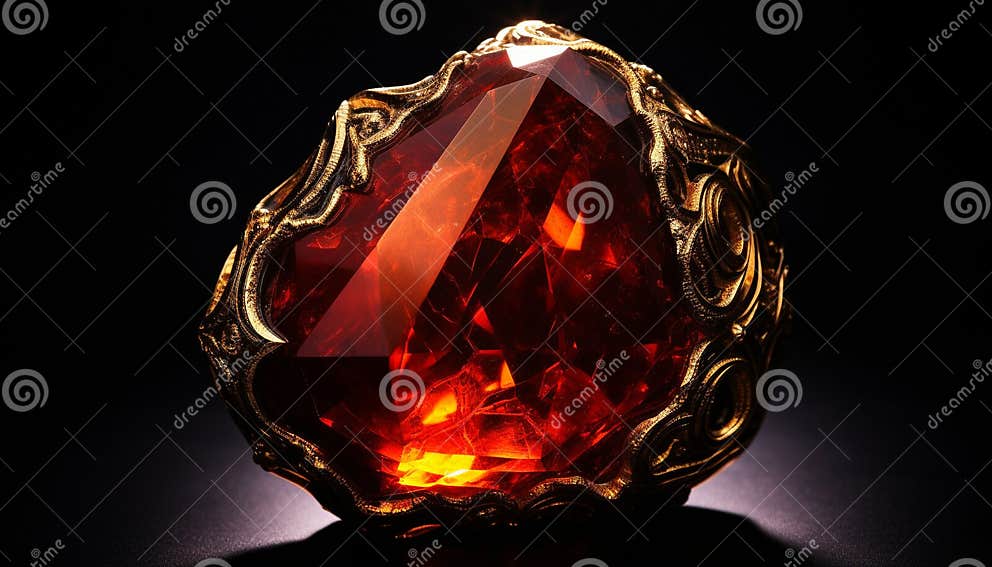 Large Orange Ruby Stone on Dark Background Stock Illustration ...