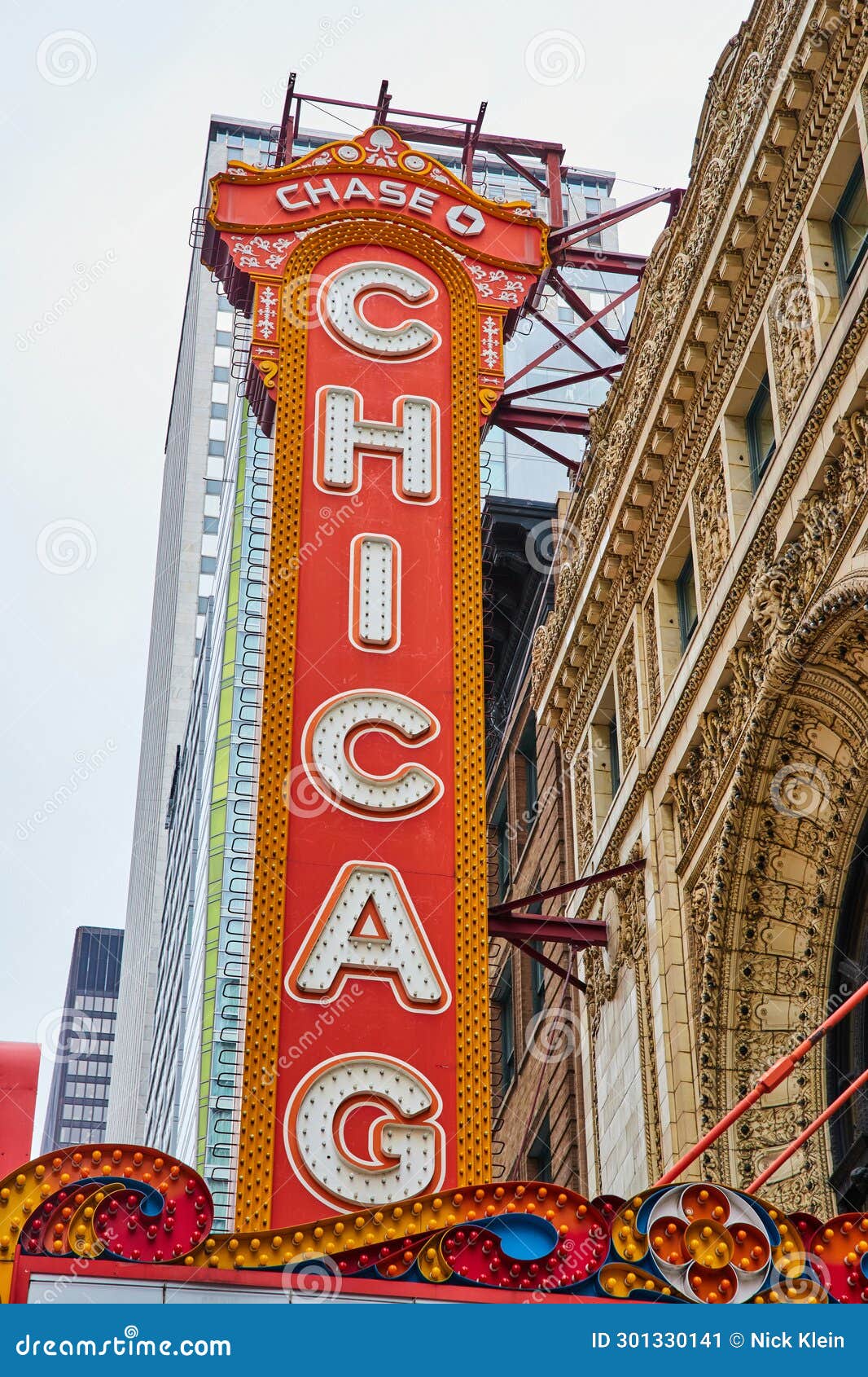 Large Orange Sign with Chicago in White Lettering Editorial Photo ...