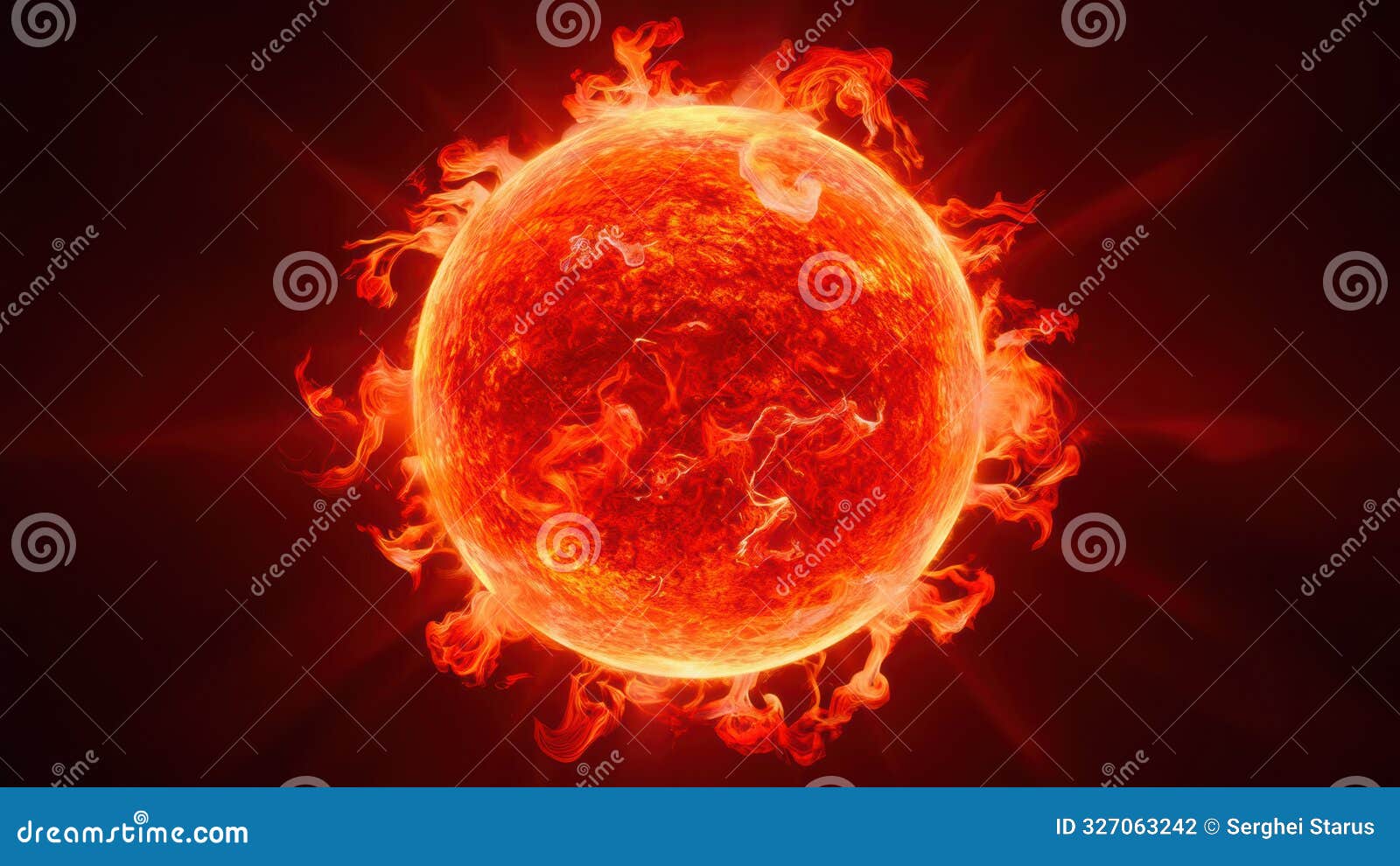 A Large Orange Sun with Flames on it, AI Stock Photo - Image of science ...