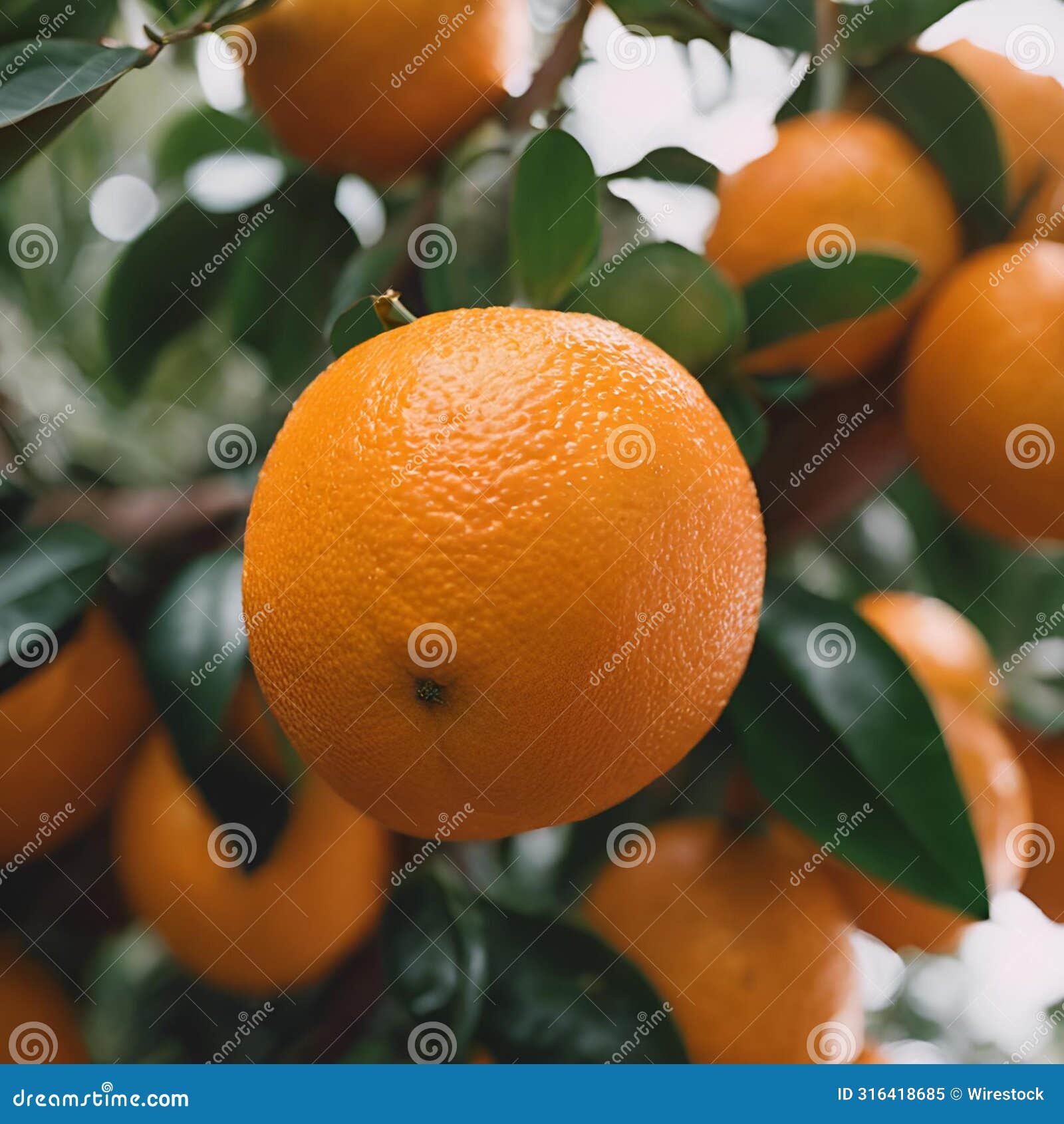 A Large Orange on the Tree is Shown in this Image Stock Illustration ...