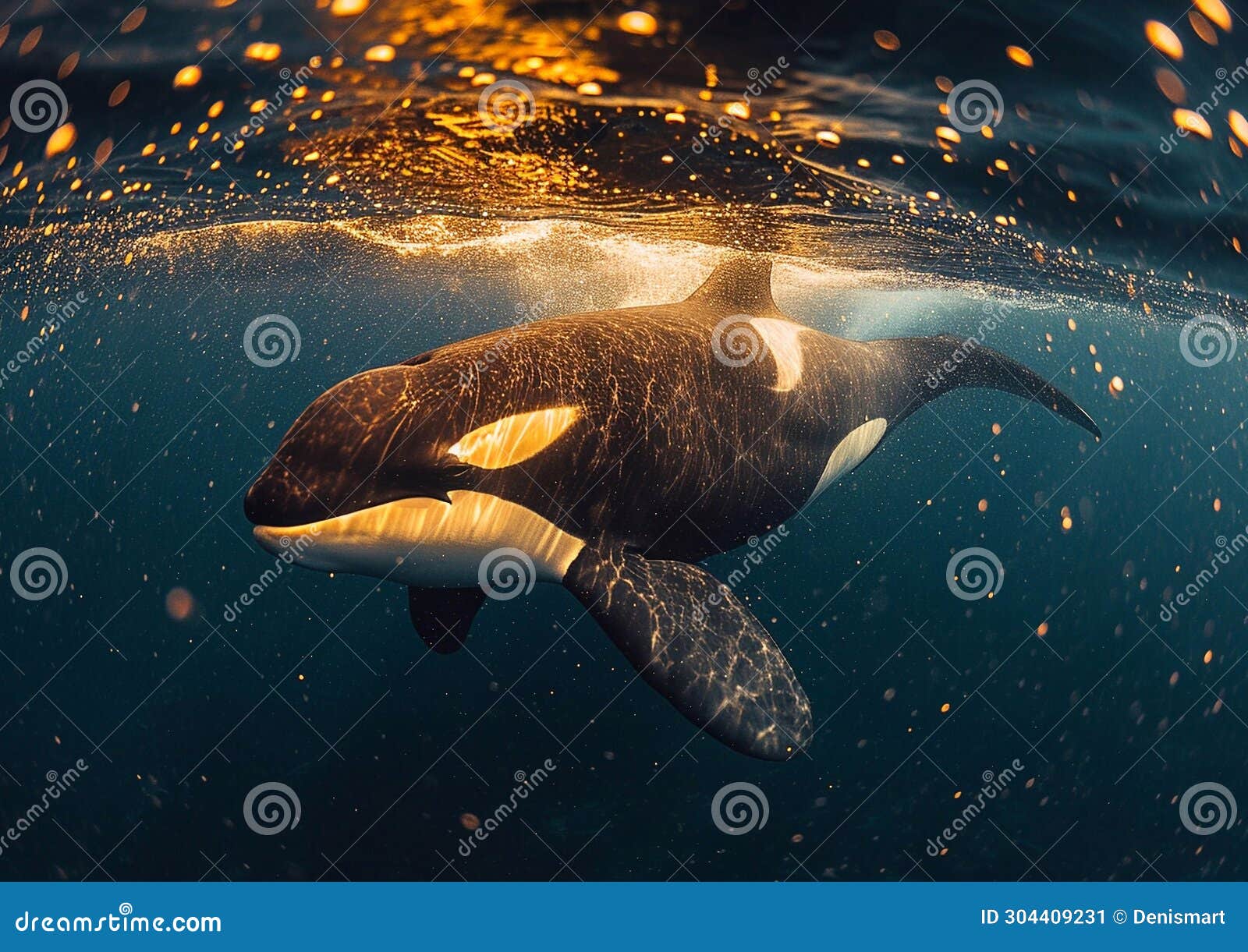 Large Orca Killer Whale Predator Swimming in Ocean.Macro.AI Generative ...