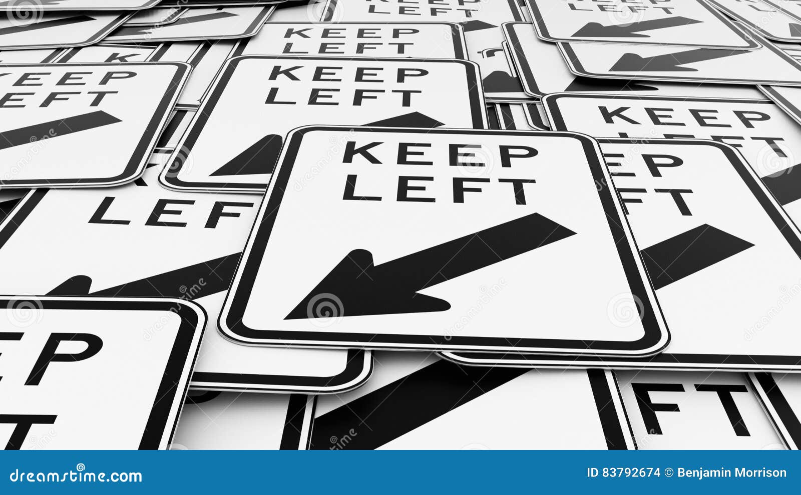Large Ordered Pile of Black and White Keep Left Traffic Signs Stock ...