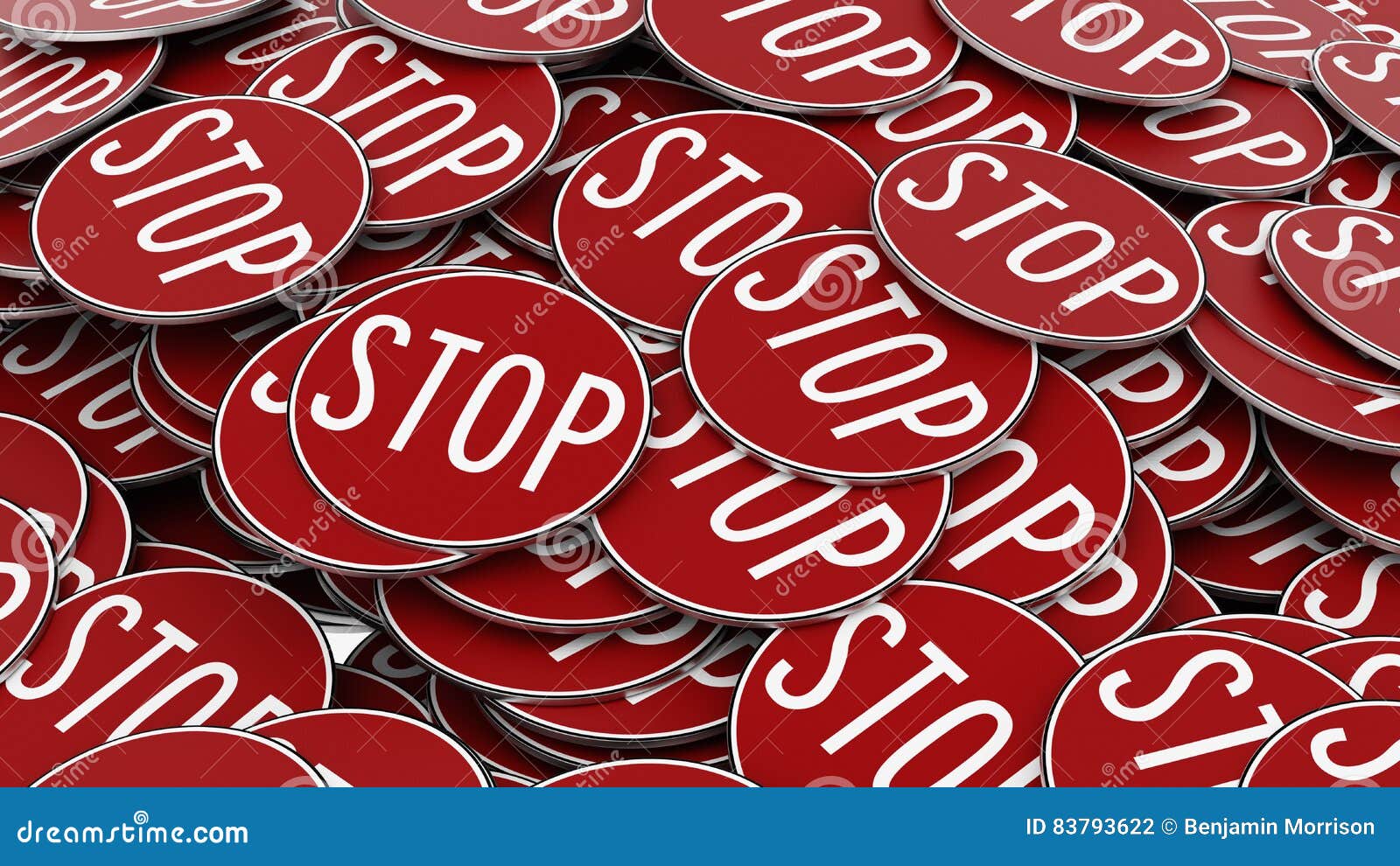 Large Ordered Pile of Circular Red Stop Signs Stock Illustration ...