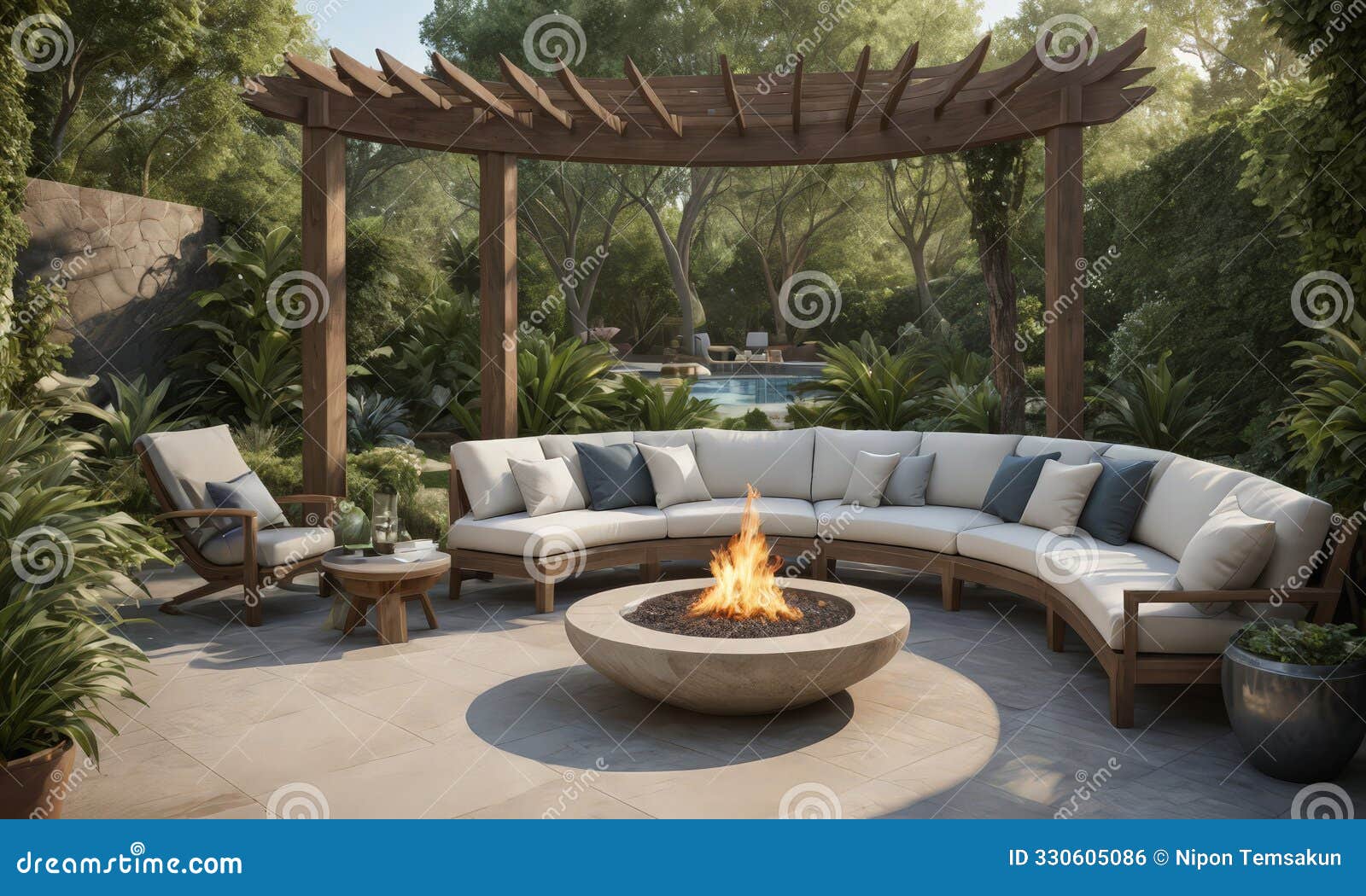 Large outdoor fire pit stock photo. Image of contemporary - 330605086