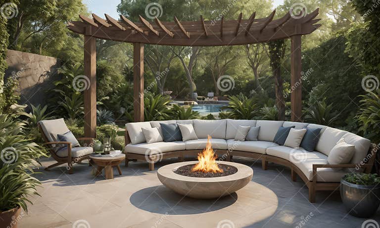 Large outdoor fire pit stock photo. Image of contemporary - 330605086