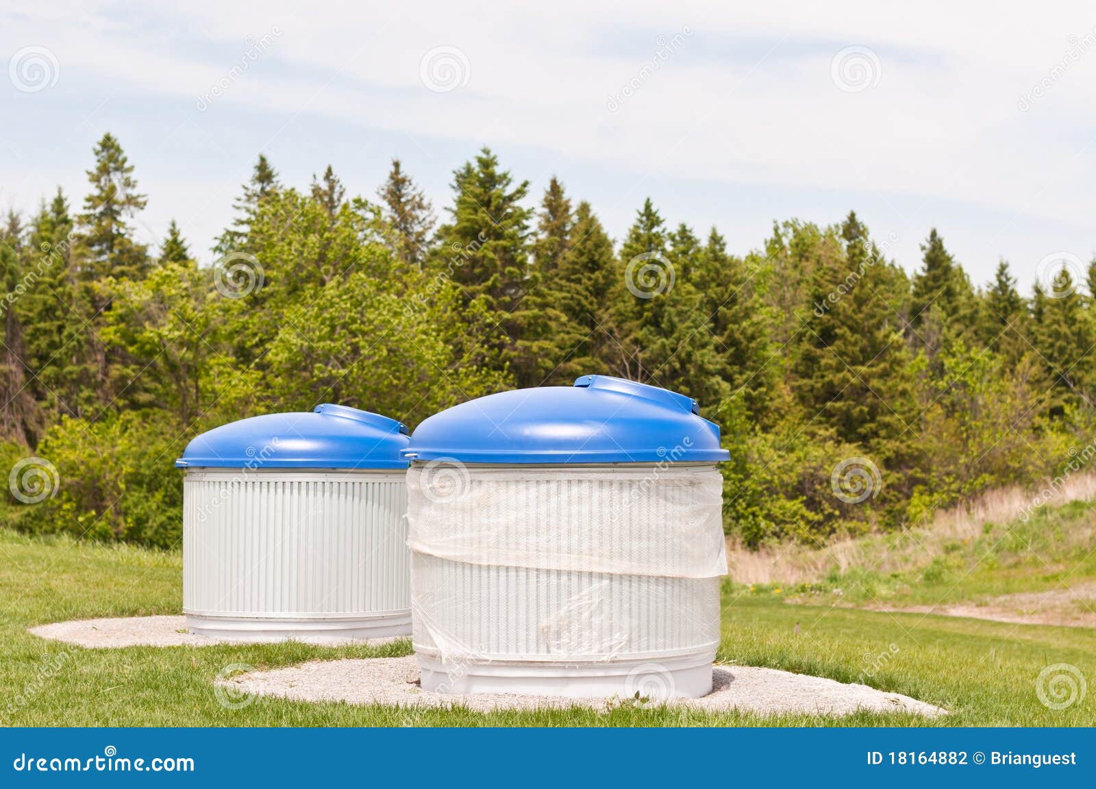 Large Outdoor Garbage and Recycling Bins Stock Photo - Image of ...