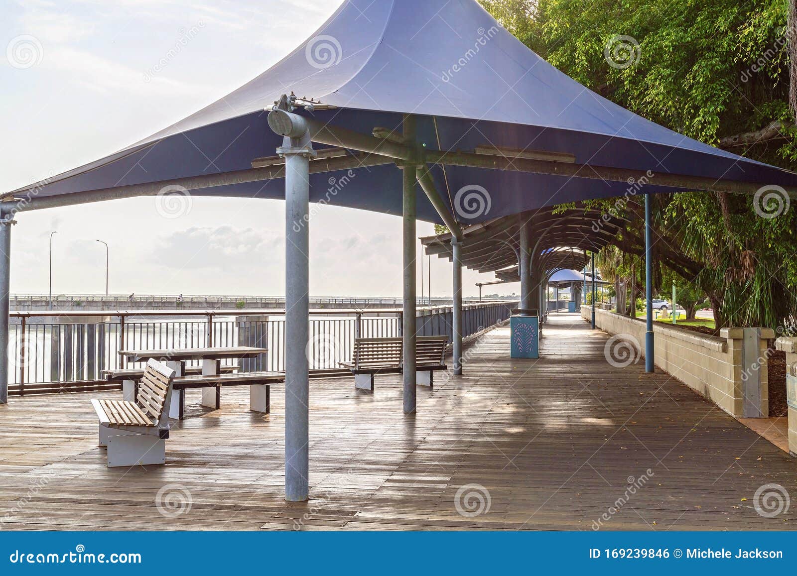 Promenade Walkway Along the River Stock Photo - Image of activity ...