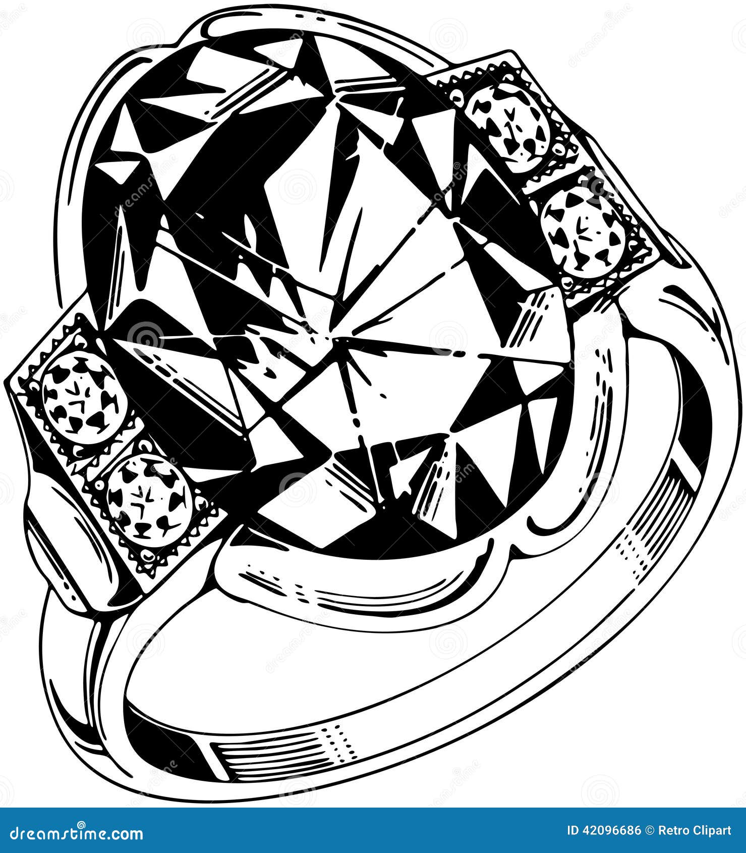 Large Oval Gemstone Ring stock vector. Illustration of forties - 42096686