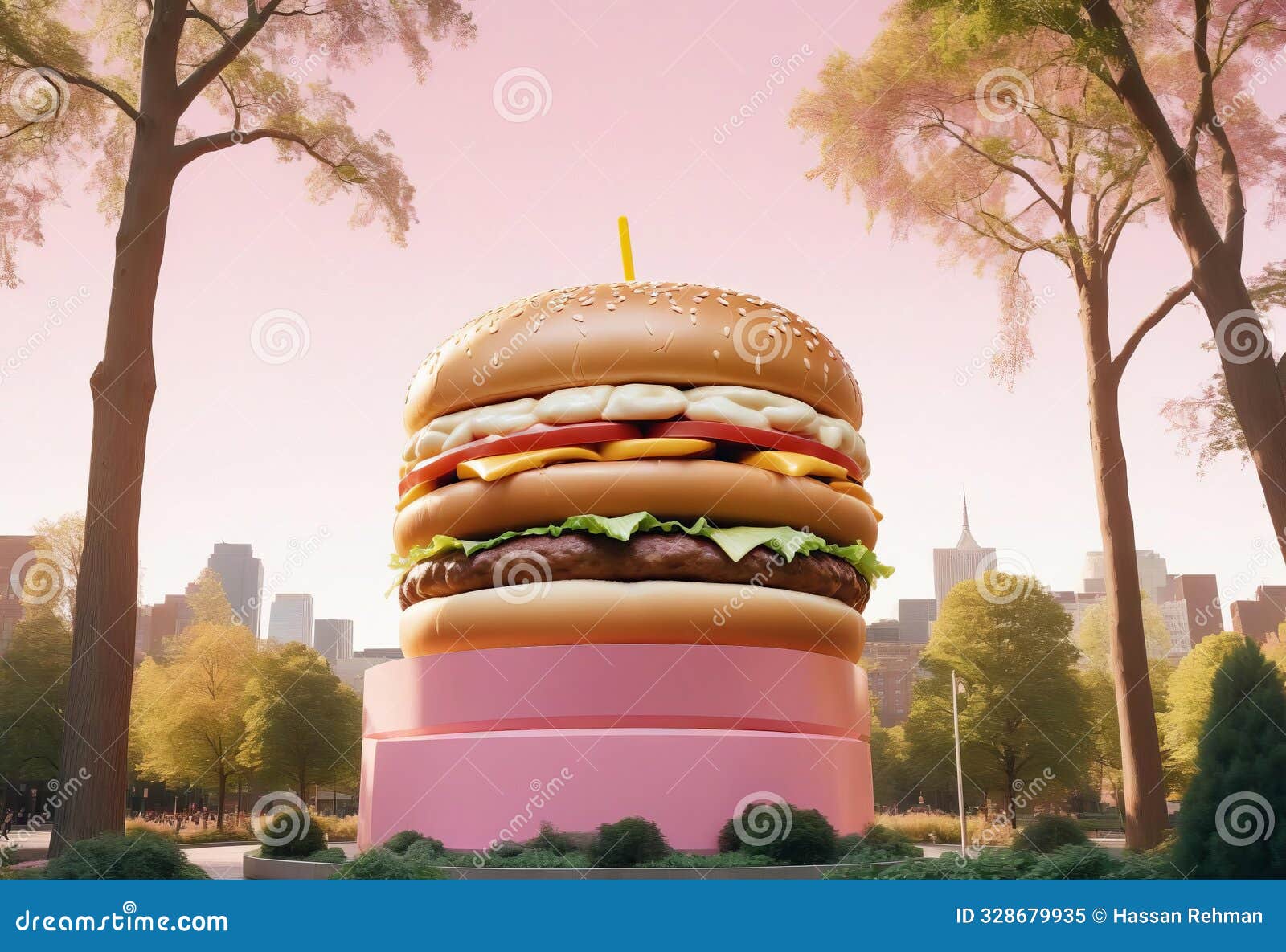 A Large, Oversized Sculpture of a Cheeseburger Stock Illustration ...