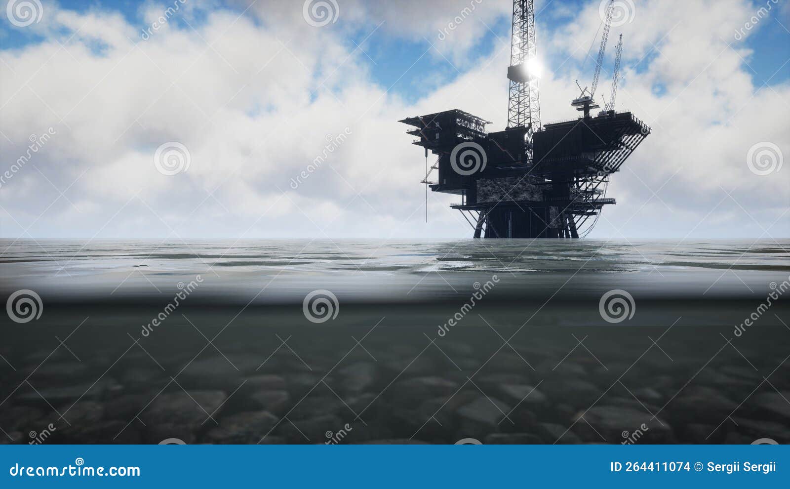 Large Pacific Ocean Offshore Oil Rig Drilling Platform Stock Photo ...