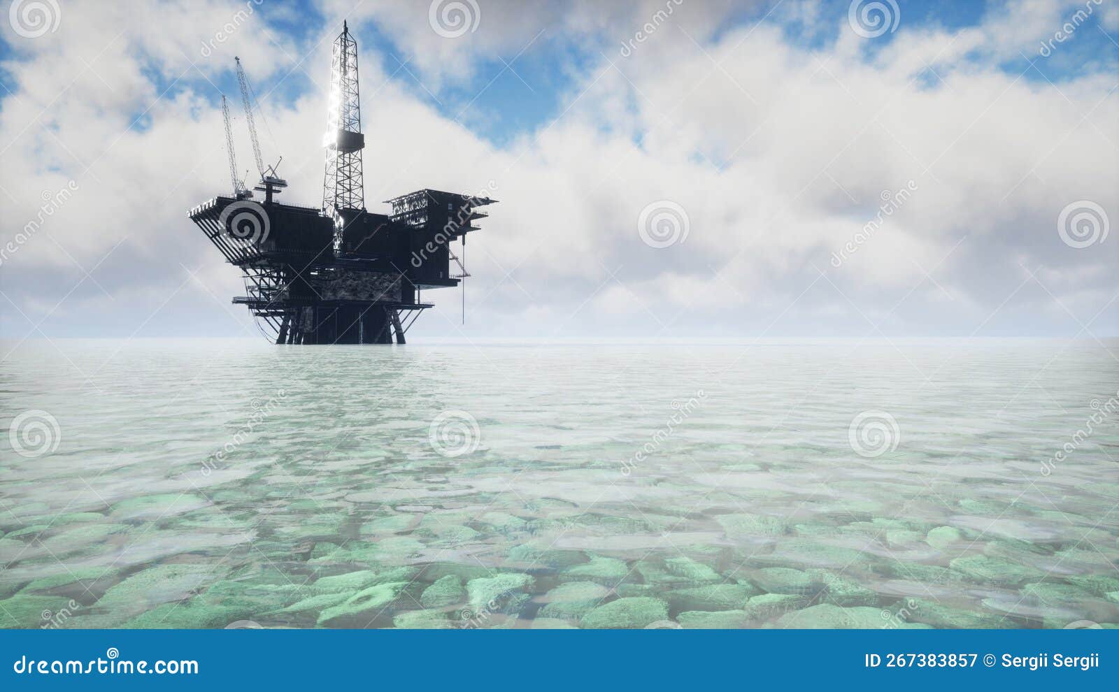 Large Pacific Ocean Offshore Oil Rig Drilling Platform Stock Image ...