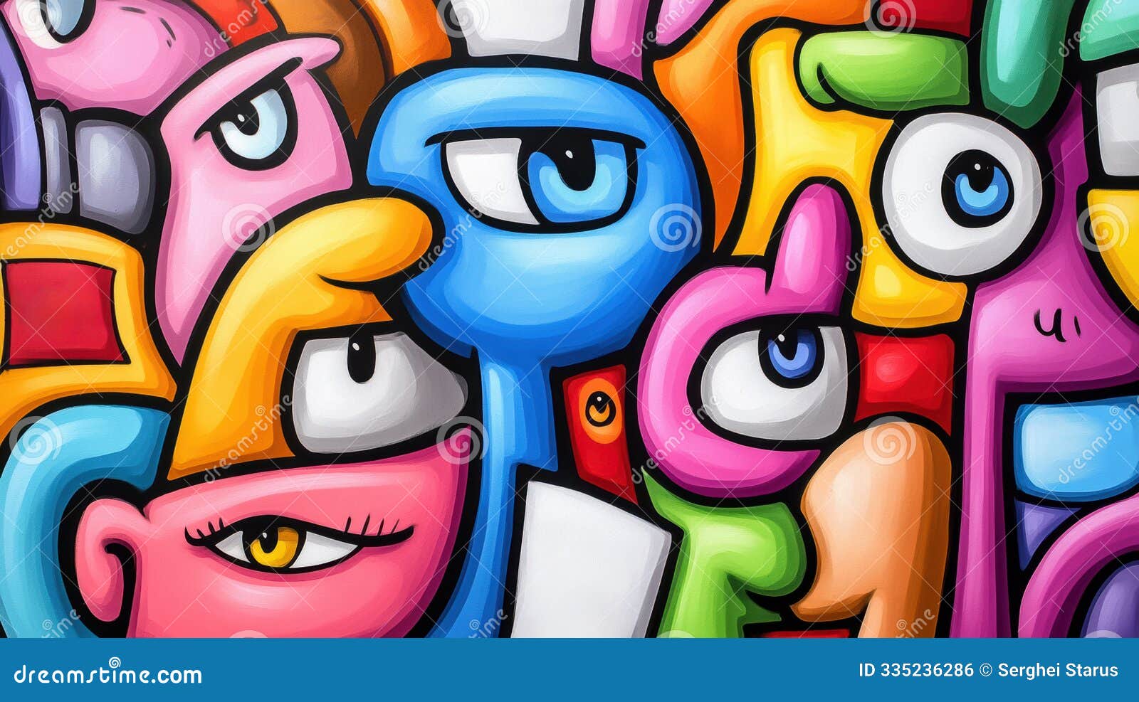 A Large Painting of Many Different Colored People and Objects, AI Stock ...