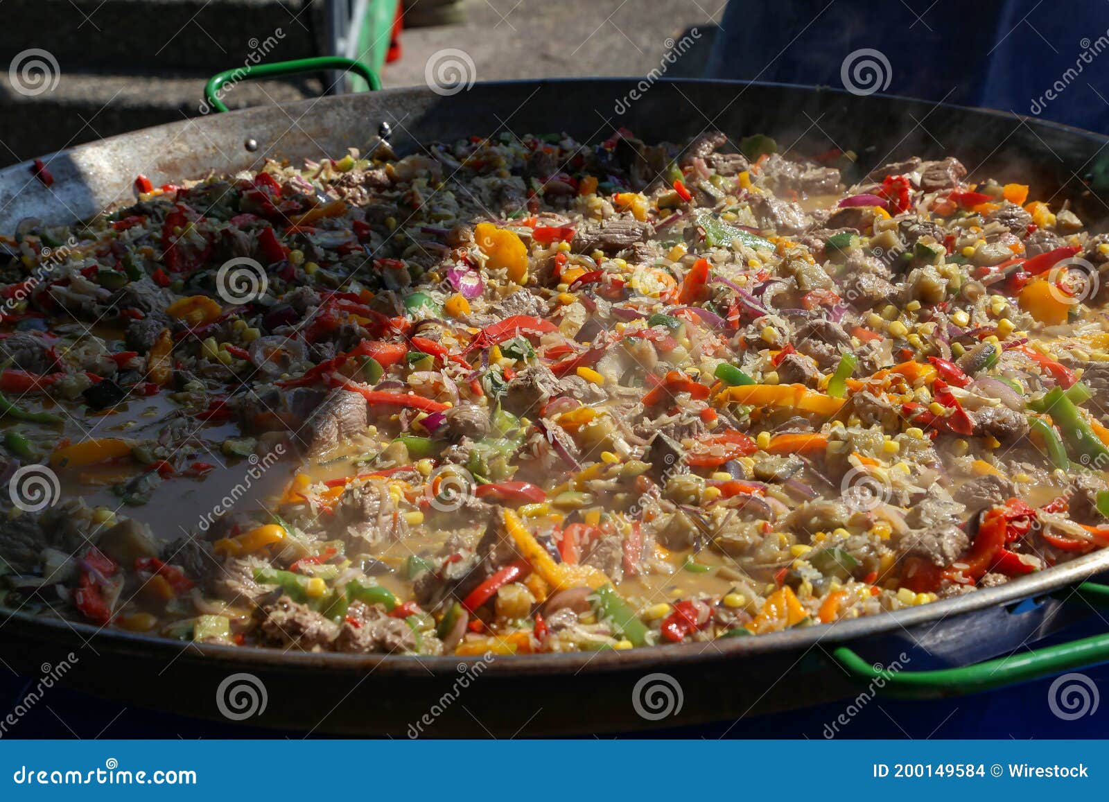 Large Pan with Delicious Meat, Rice and Vegetables Stock Photo - Image ...