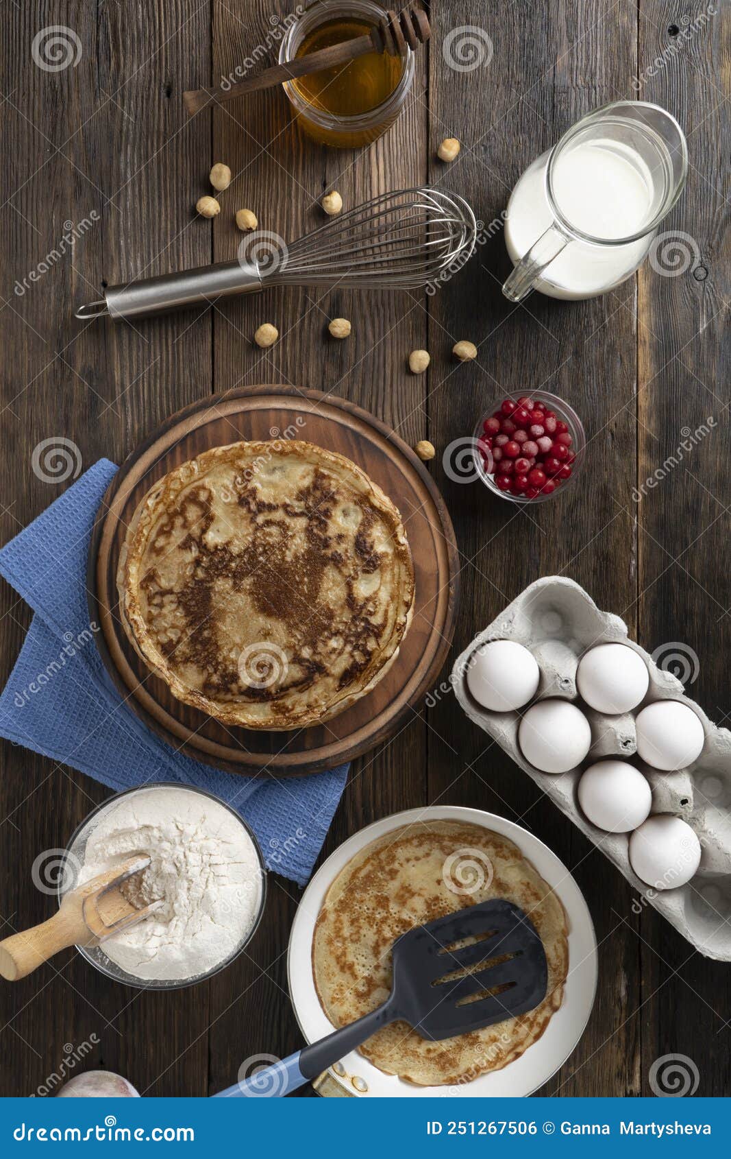 Large Pancakes Recipe, Homemade Rustic Style, Stock Photo - Image of ...