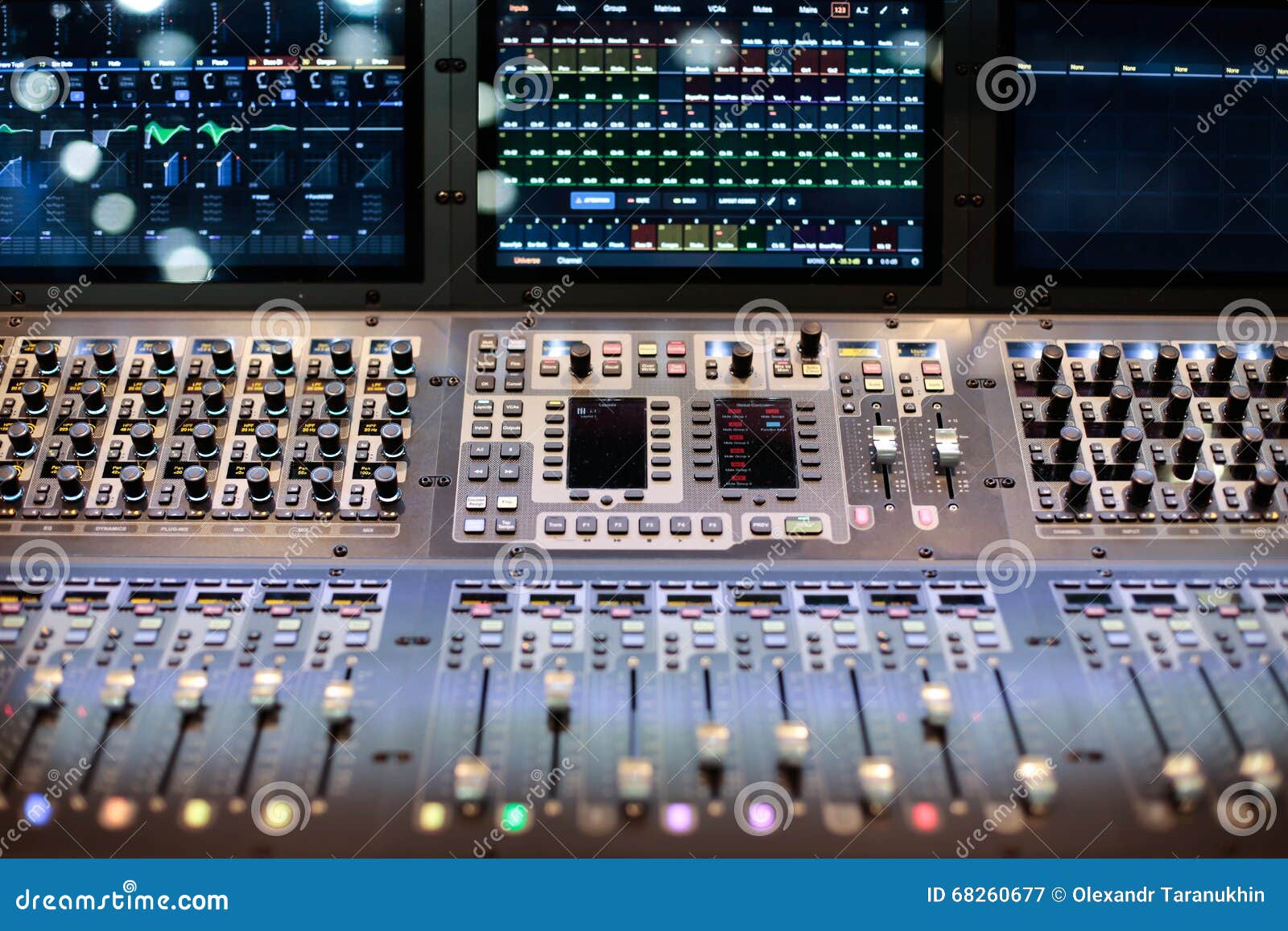 Large Panel of the Stage Controller with Screens Stock Image - Image of ...